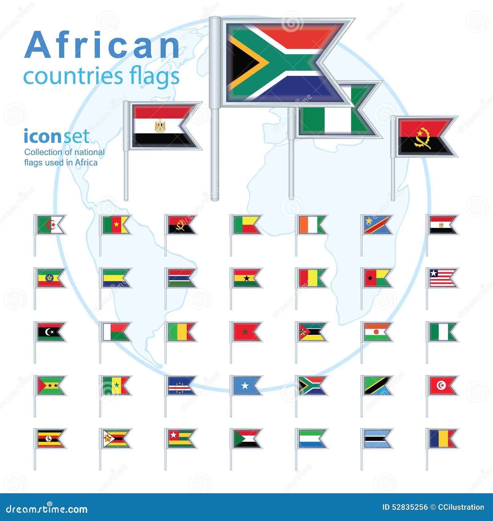 Set of African Flags, Vector Illustration. Stock Vector - Illustration ...