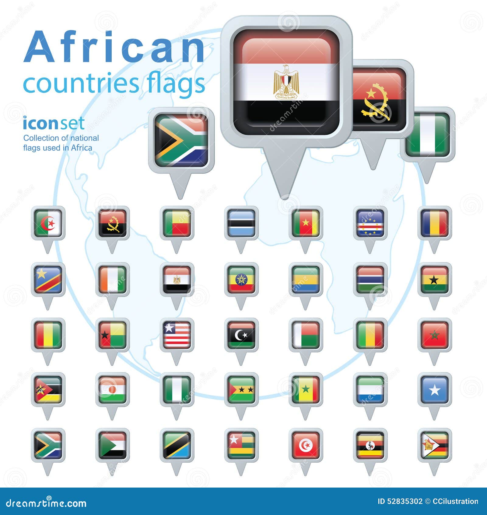 Set of African Flags, Vector Illustration. Stock Vector - Illustration ...