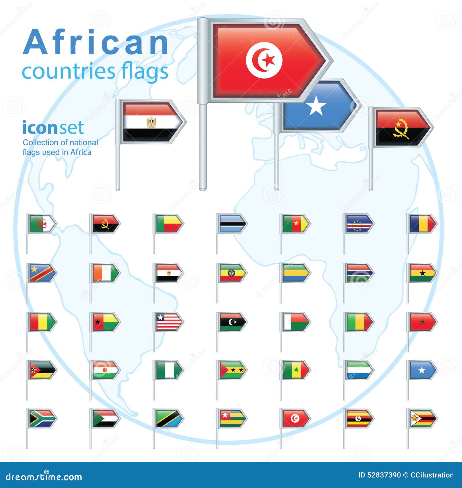 Set of African Flags, Vector Illustration Stock Vector - Illustration ...