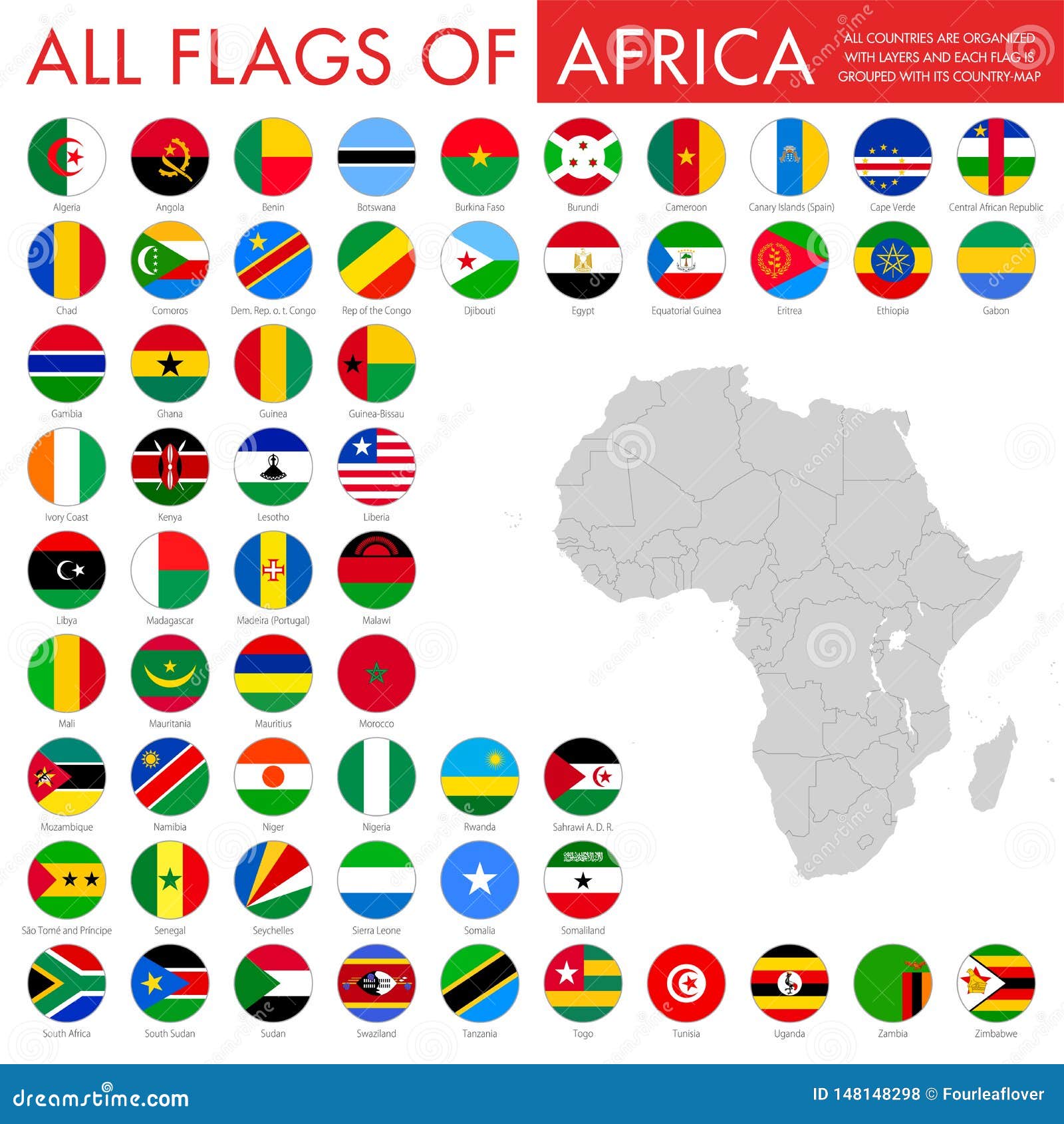Set of African flags stock vector. Illustration of icons - 148148298