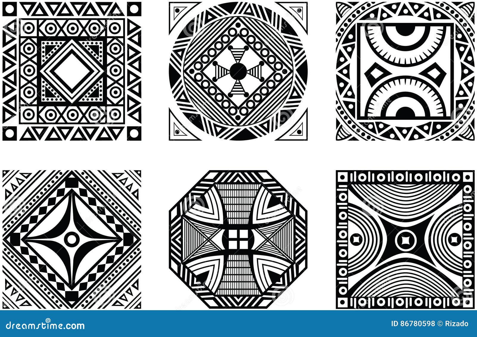 Set of African ornament stock vector. Illustration of decor - 86780598
