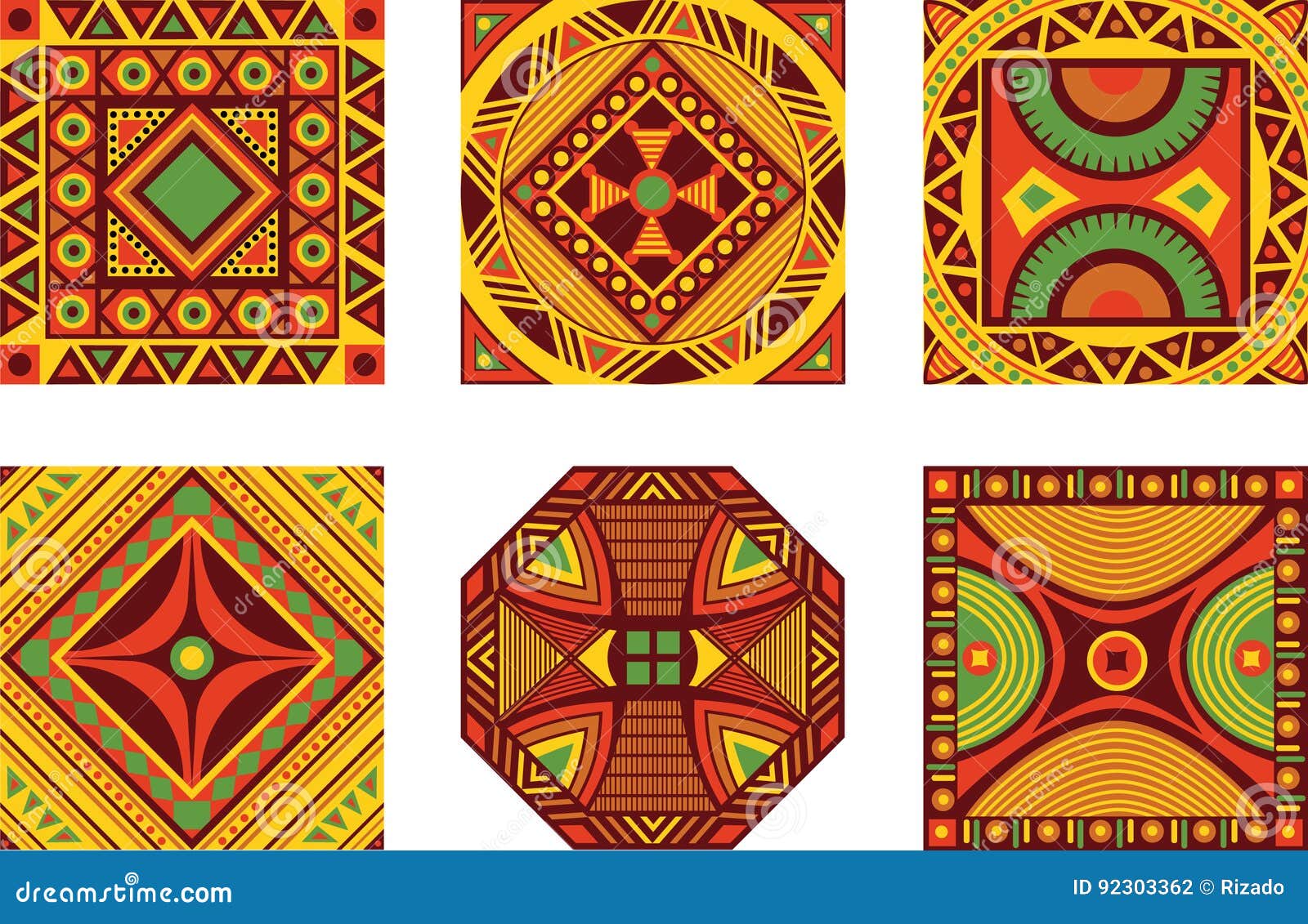 Set of African ornament stock vector. Illustration of color - 92303362