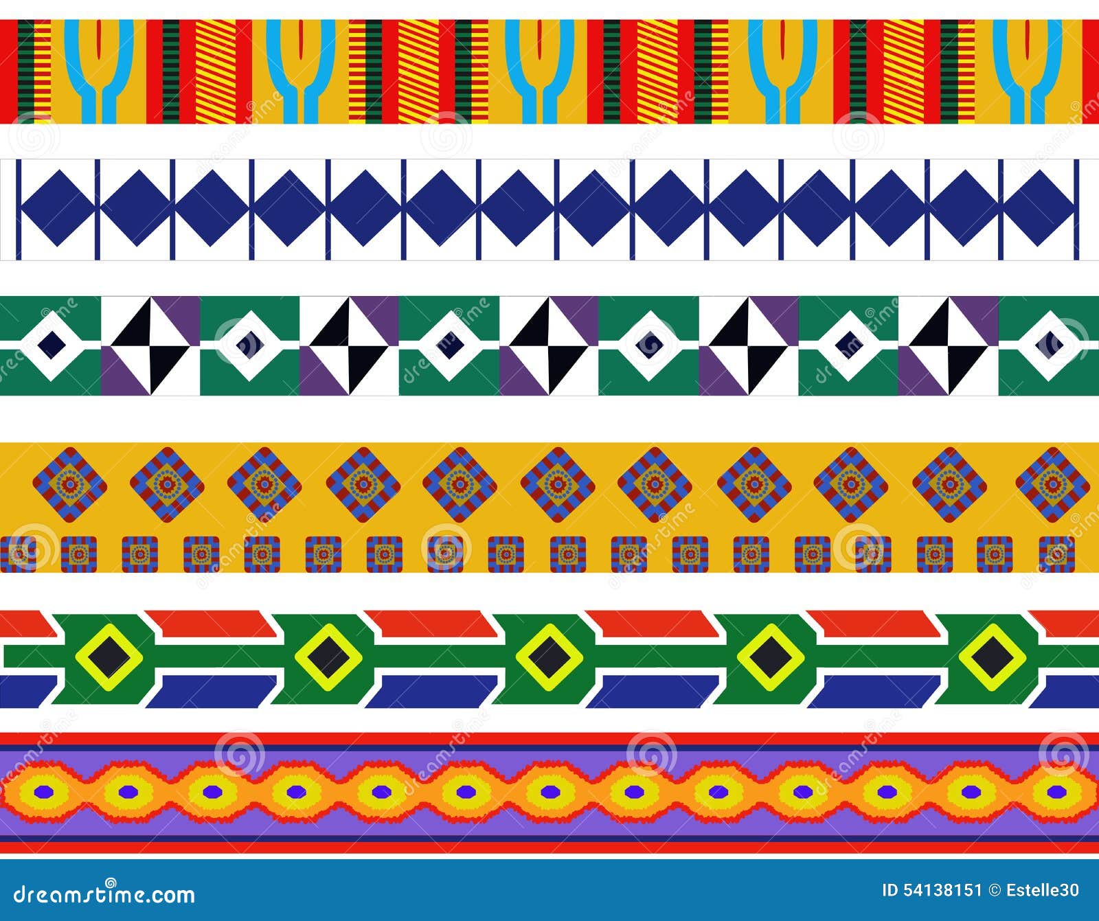 A Set of African Pattern Designs Stock Illustration - Illustration of ...