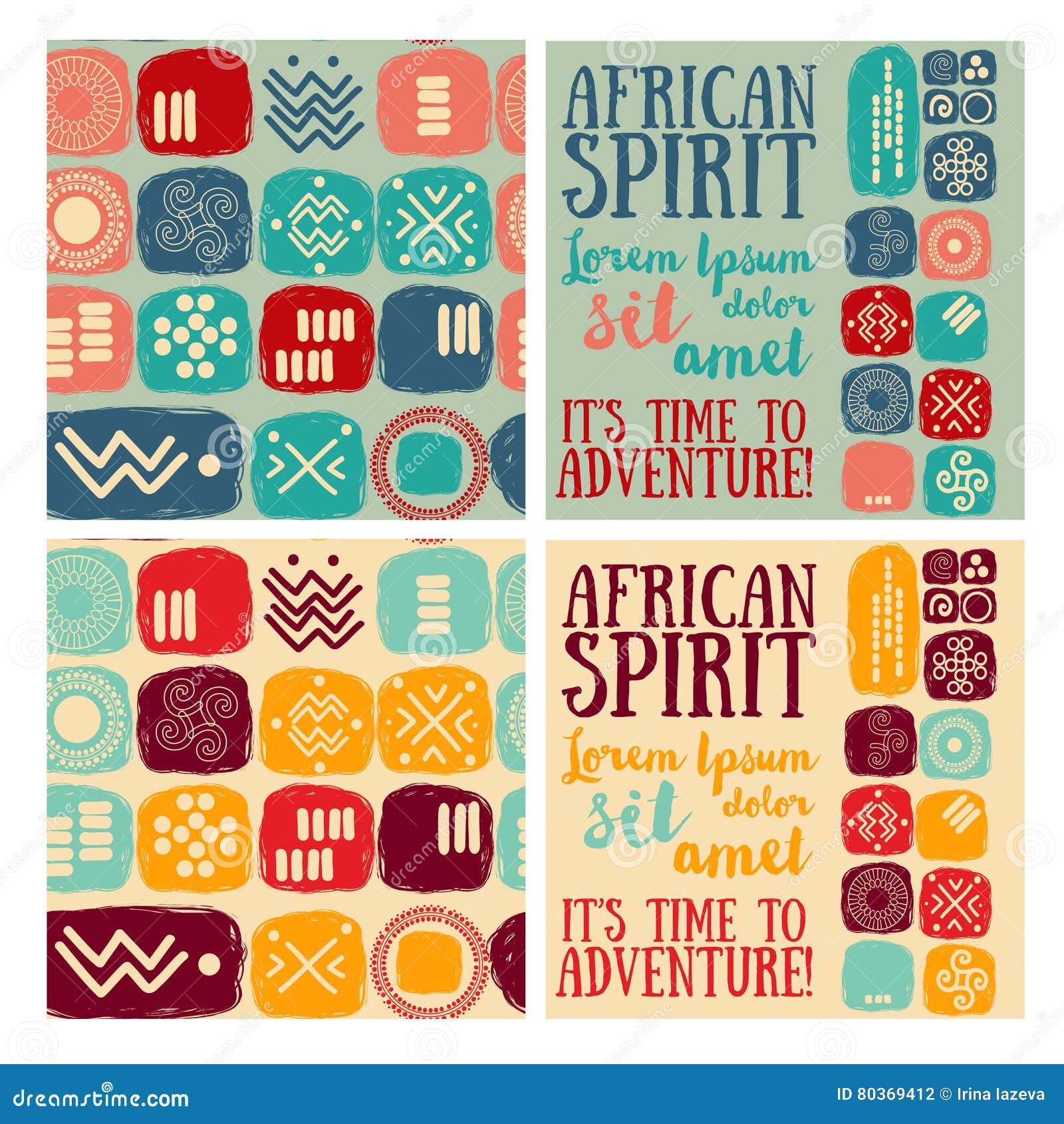 Set of `african Spirit` Banners and Ethnic Seamless Patterns Stock ...