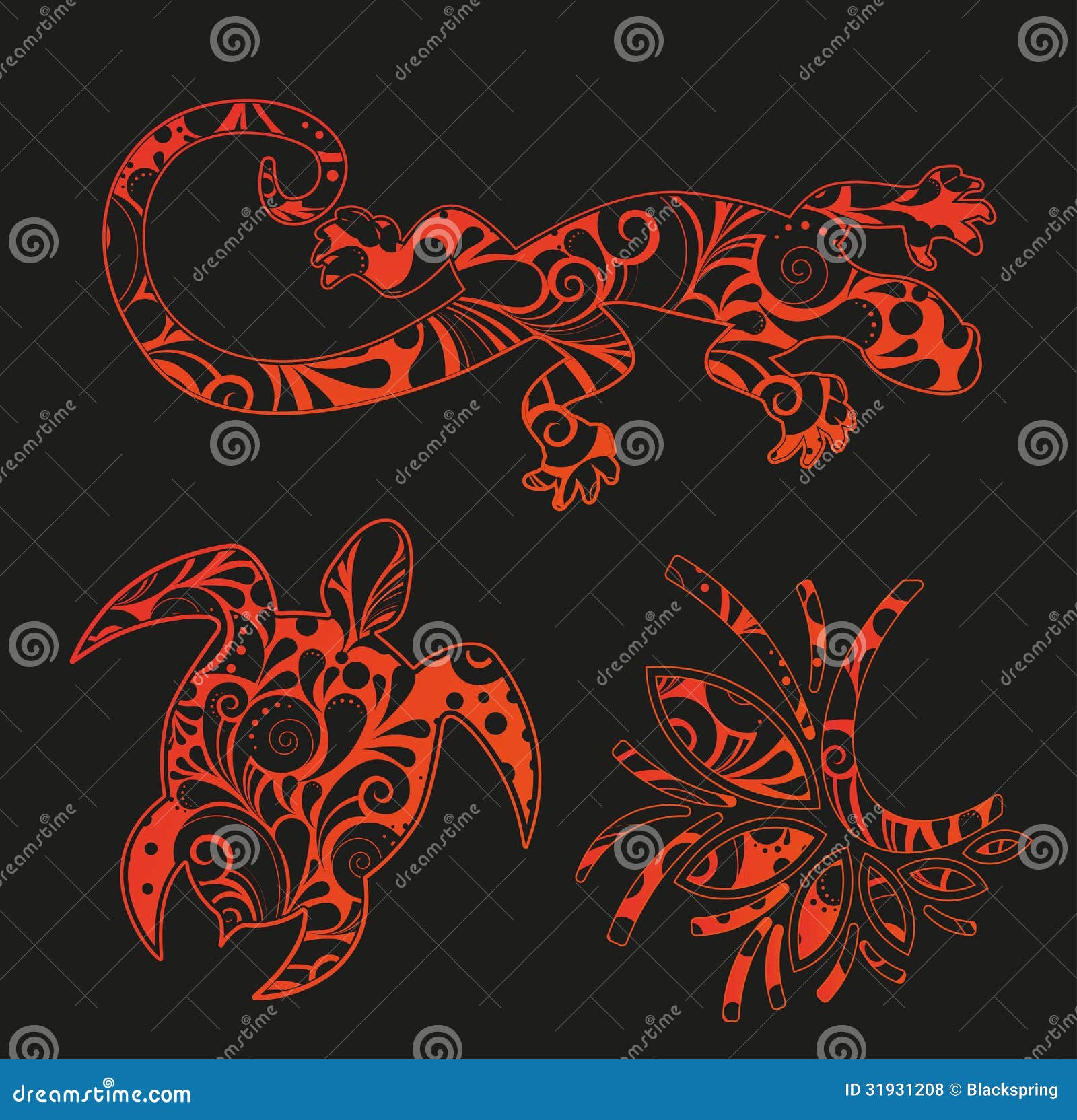 Set of African Style Design Elements Stock Vector - Illustration of ...