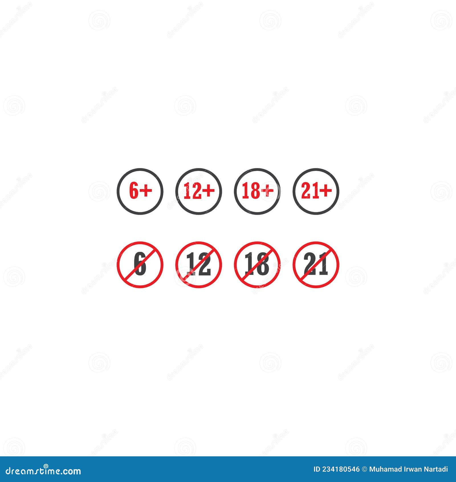 Set of Age Restriction, Age Limit Warning. Vector Icon Template Stock ...
