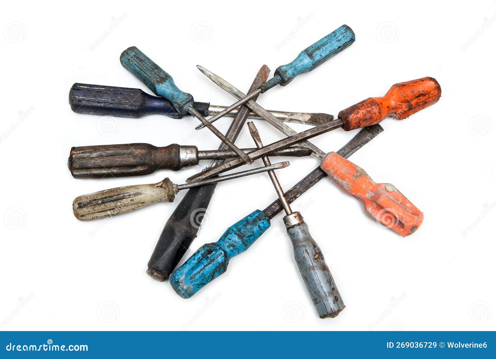 The Set of Aged and Worn Screwdrivers Stock Image - Image of equipment ...