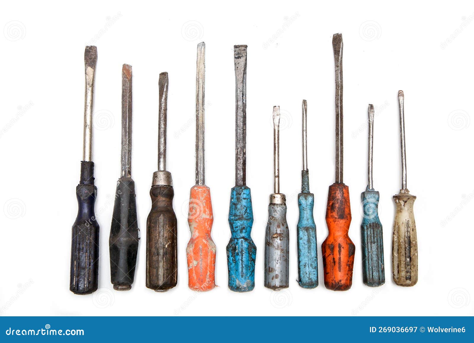 The Set of Aged and Worn Screwdrivers Stock Image - Image of equipment ...