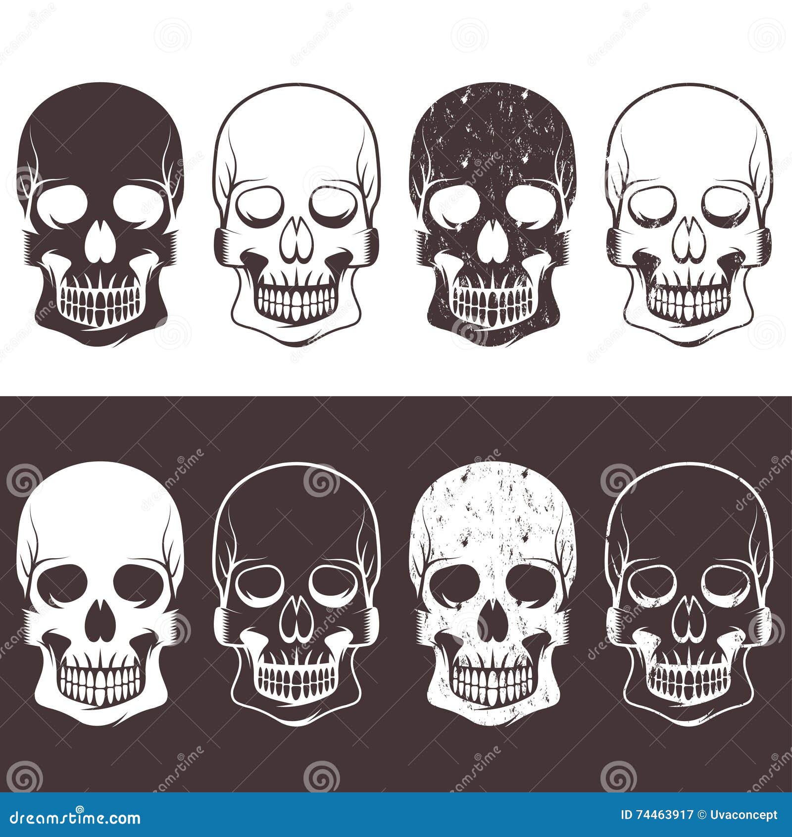 Set of Aggressive Skulls Vector Design Stock Vector - Illustration of ...