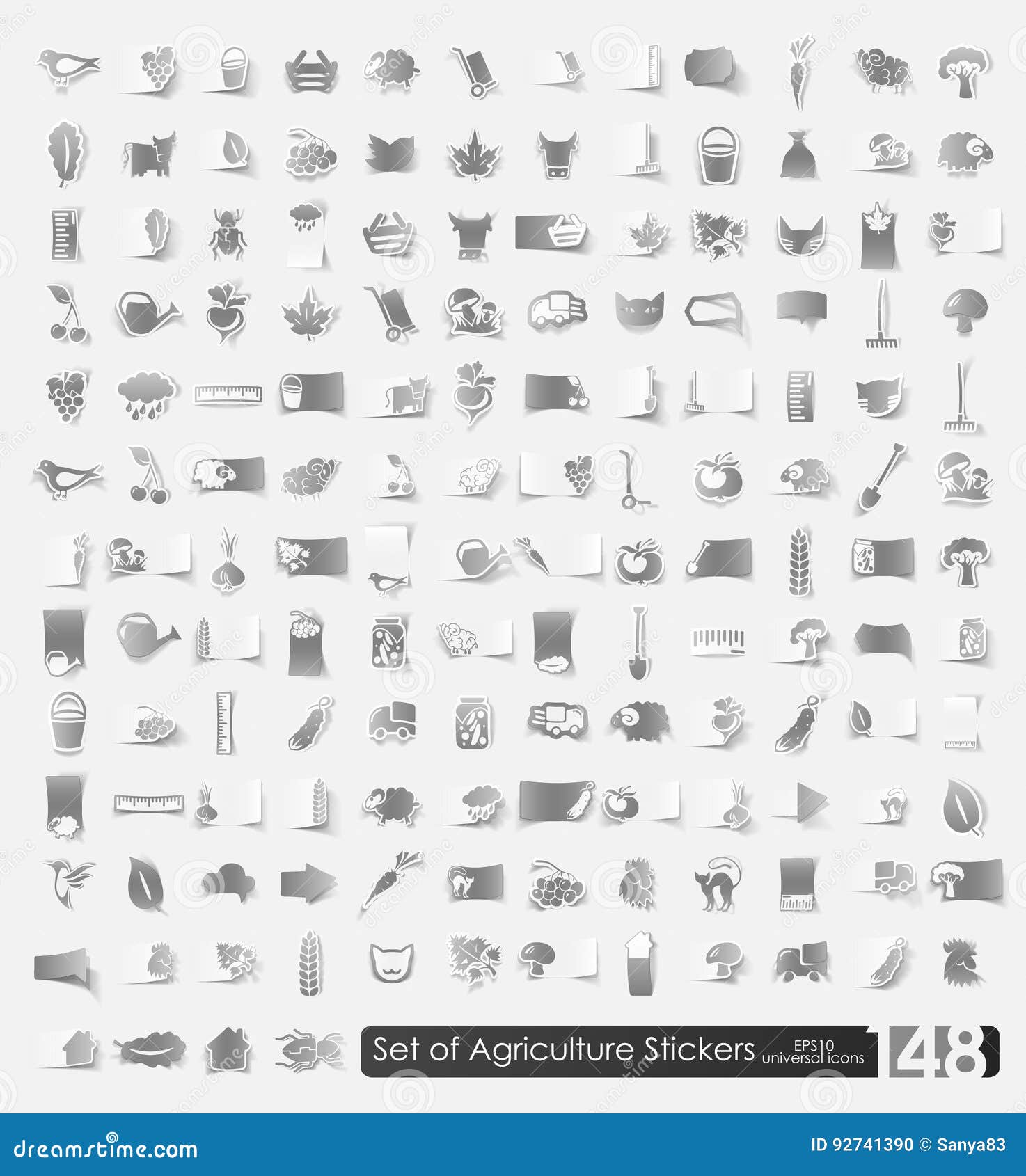 Set of Agriculture Stickers Stock Vector - Illustration of agriculture ...