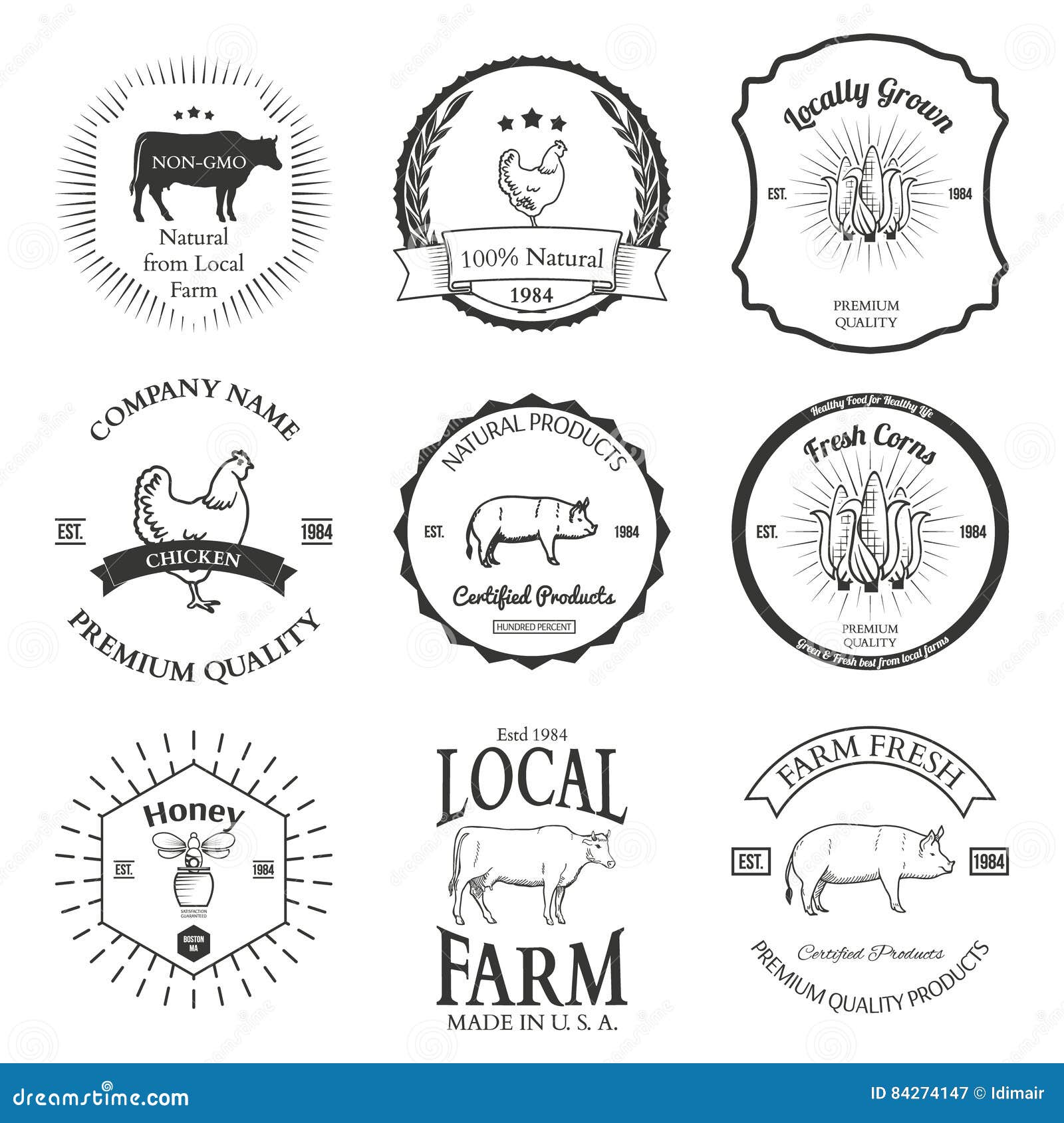 Set of Agriculture Vector Label Design Elements Stock Vector ...