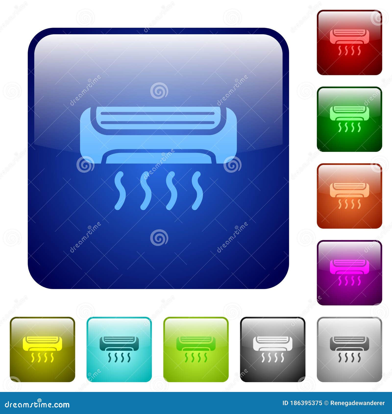 Color Air Conditioner Square Buttons Stock Vector - Illustration of ...
