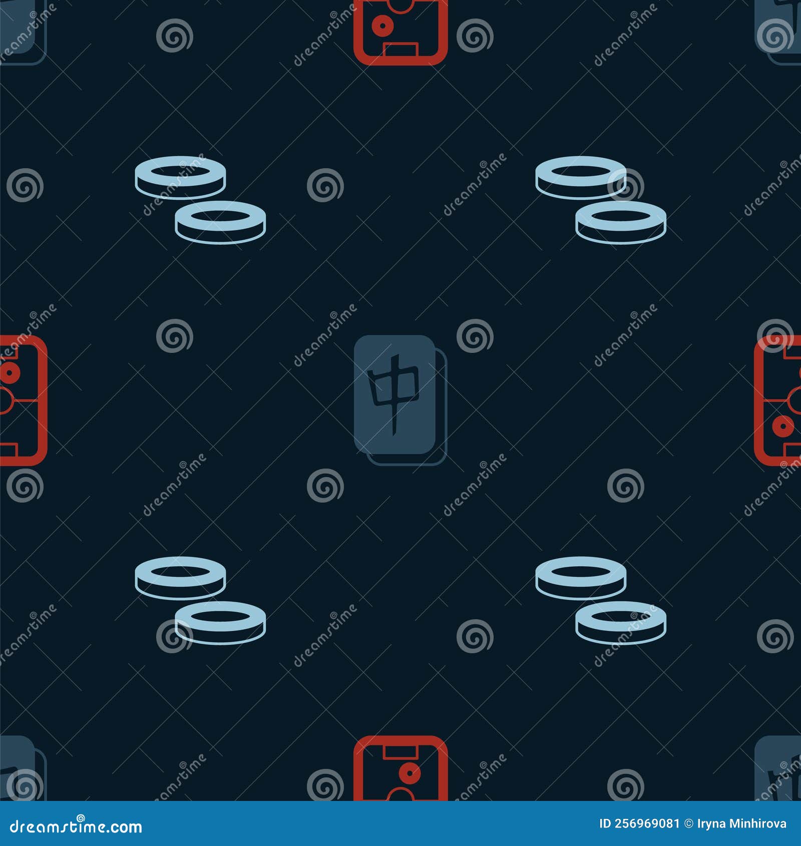 Set Air Hockey Table, Mahjong Pieces and Checker Game Chips on Seamless ...