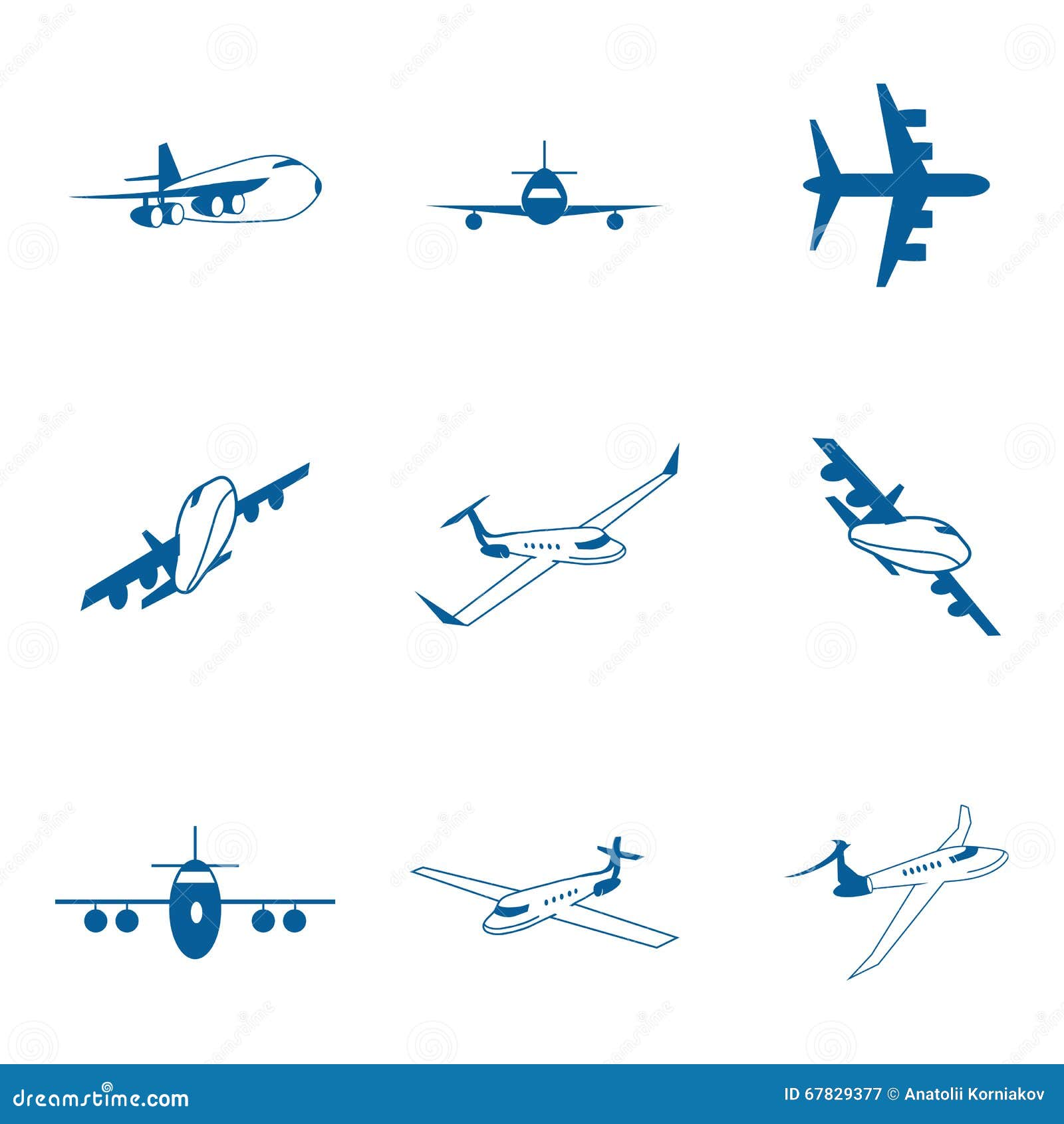 Set with aircraft icons. stock vector. Illustration of flight - 67829377