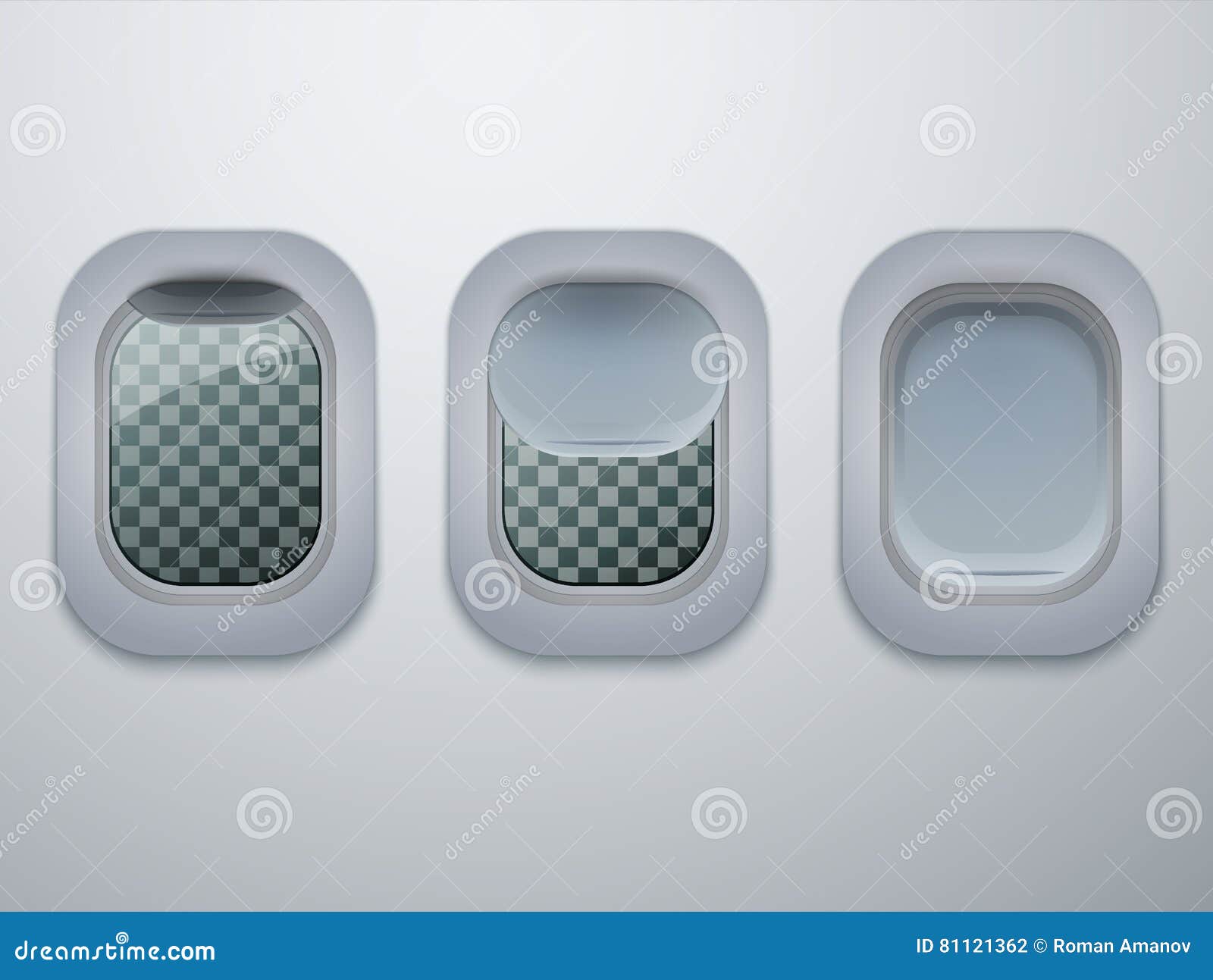 Aircraft Windows. Airplane Indoor Portholes, Plane Interior Window And ...