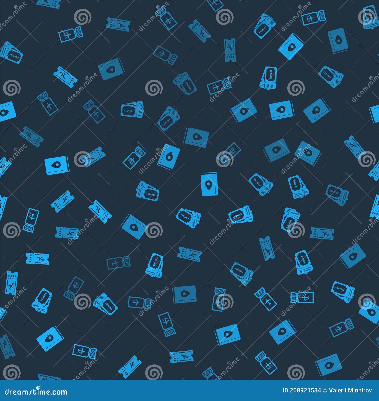 Set Airline Ticket, Ticket, Cover Book Travel Guide and on Seamless ...