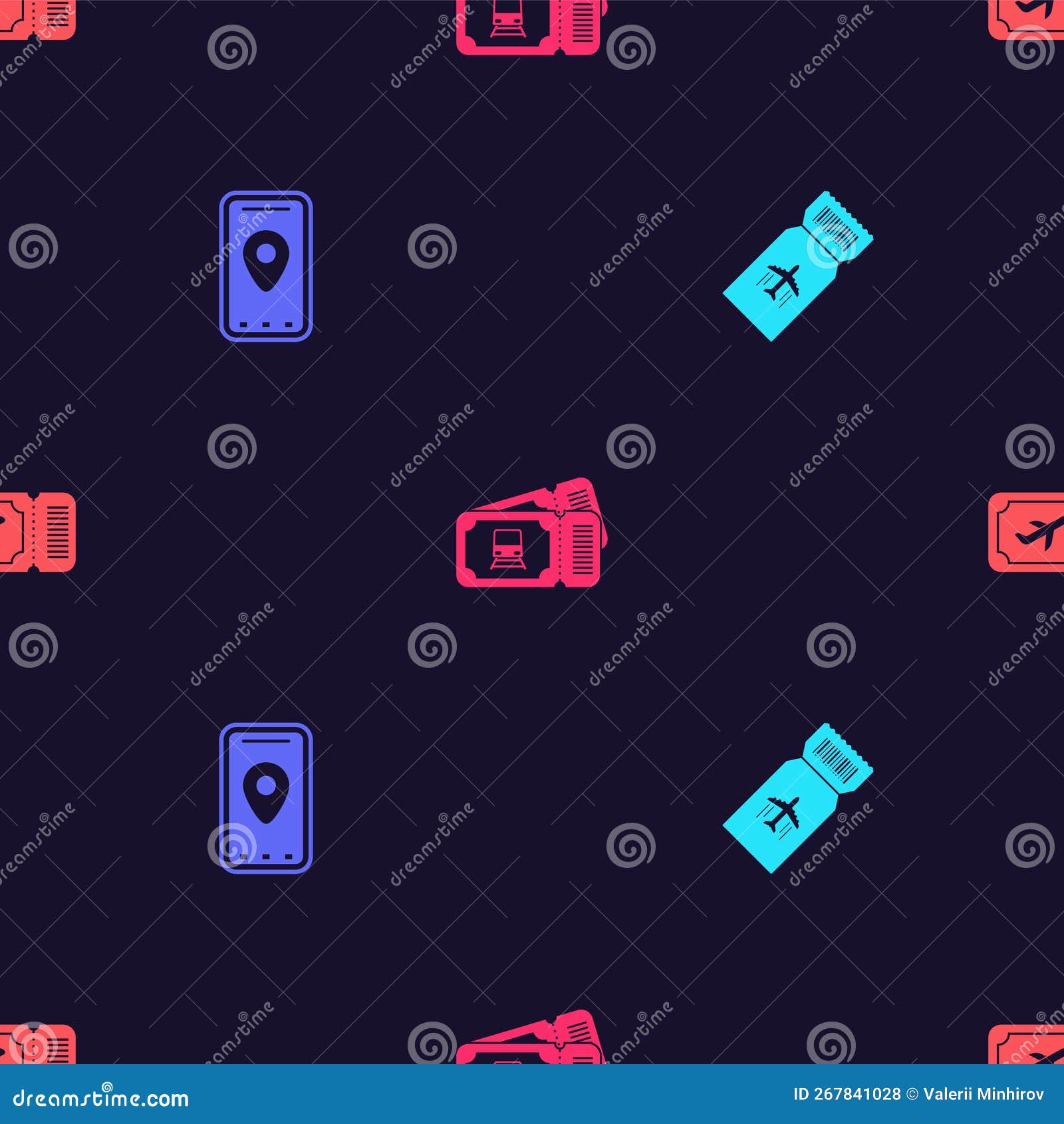 Set Airline Ticket, Infographic of City Map, Train and on Seamless ...