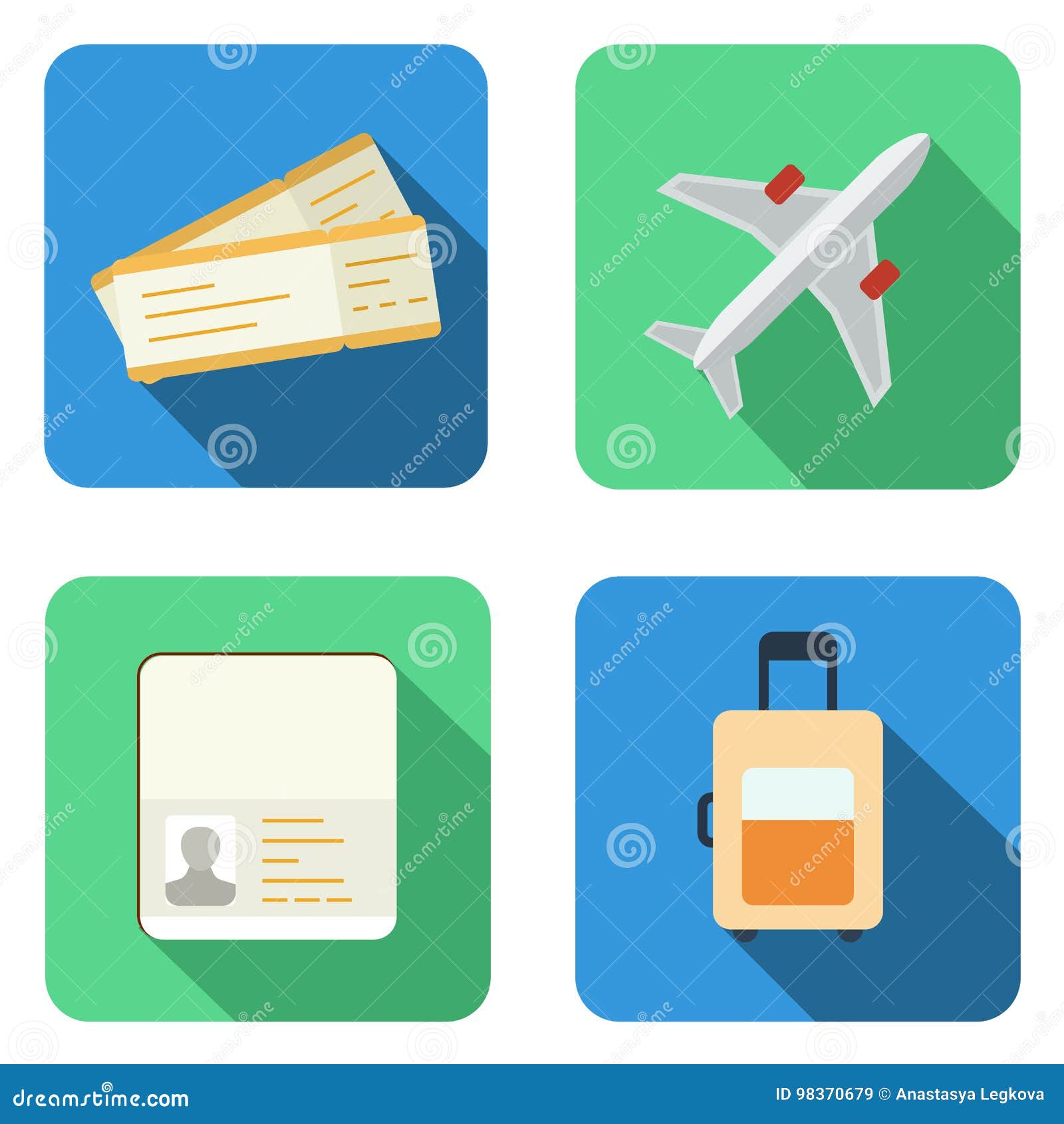 Set of Airplane Icons in Flat Design Style Vector Stock Vector ...