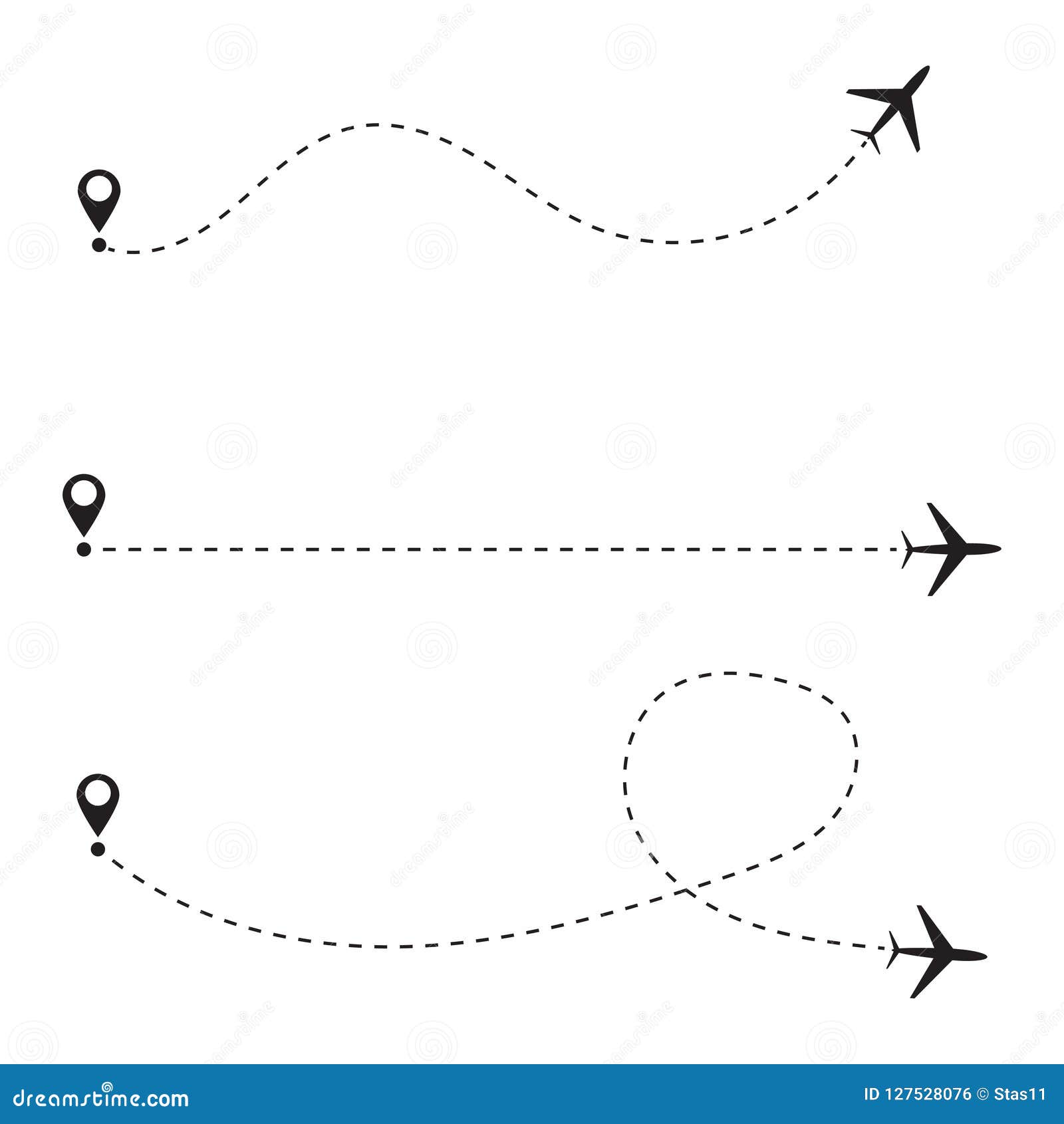 Set of Airplane Line Path. Vector Illustration Stock Vector ... Set of Airplane Line Path. Vector Illustration Stock Vector ...