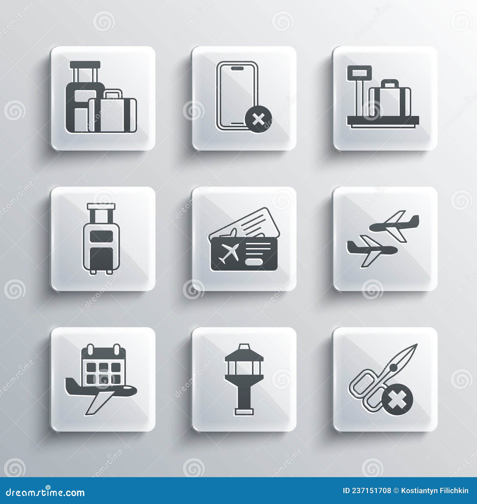 Set Airport Control Tower, No Scissors, Plane, Airline Ticket, Calendar ... Set Airport Control Tower, No Scissors, Plane, Airline Ticket, Calendar ...