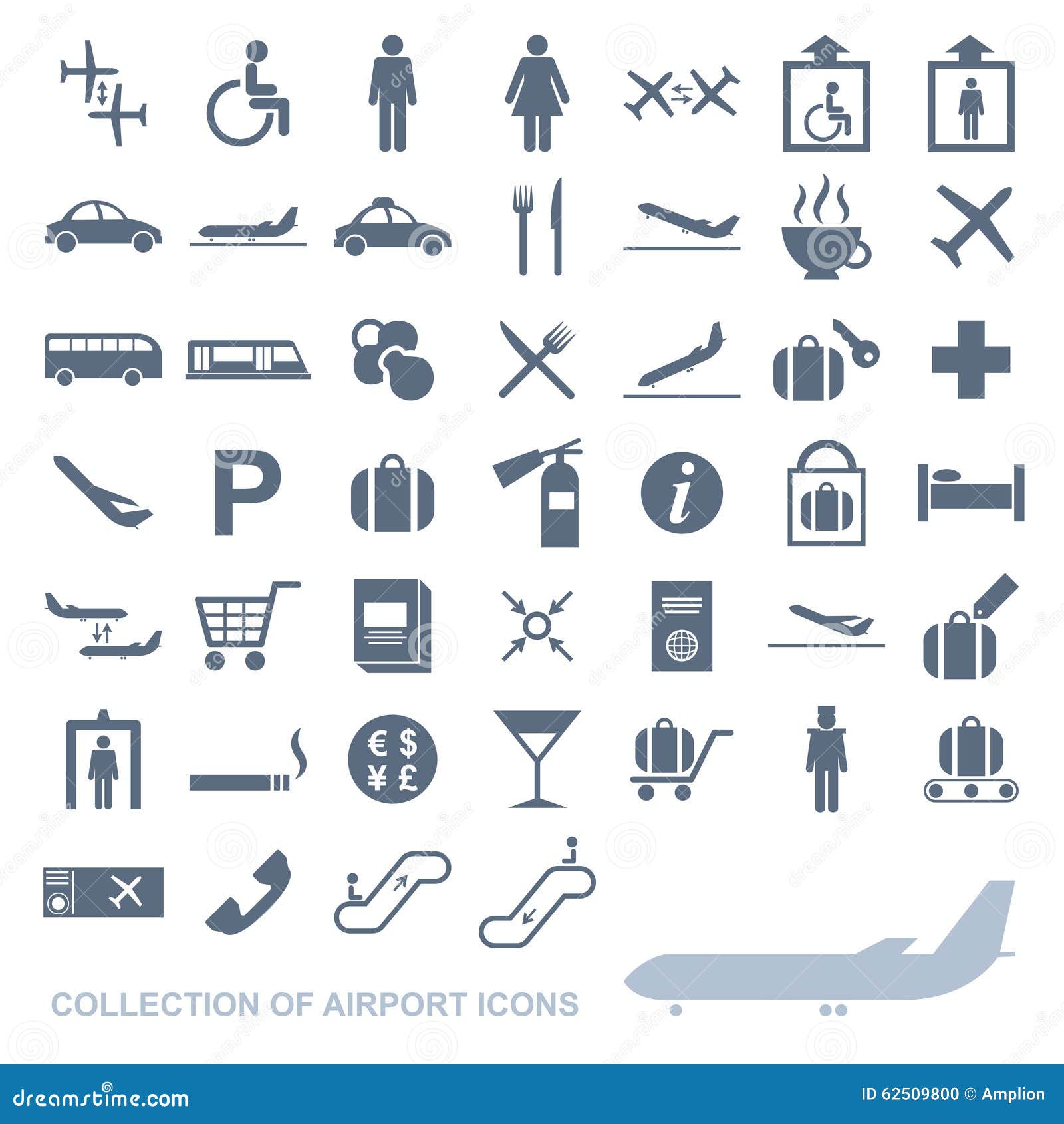Set of airport icons stock vector. Illustration of icons - 62509800