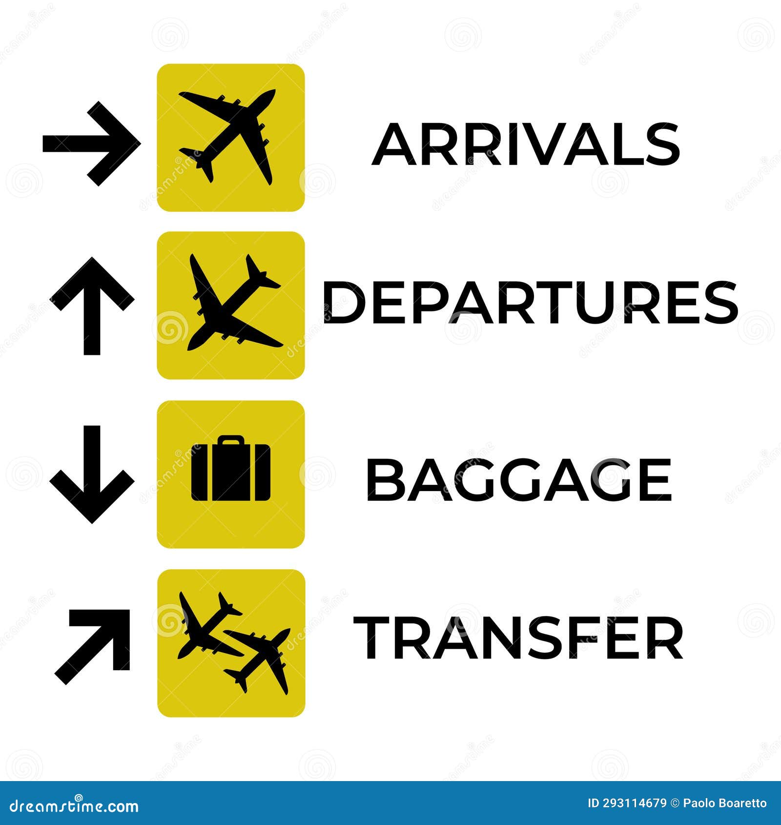 Set of Airport Signs. Airport Direction Banners Stock Illustration ...