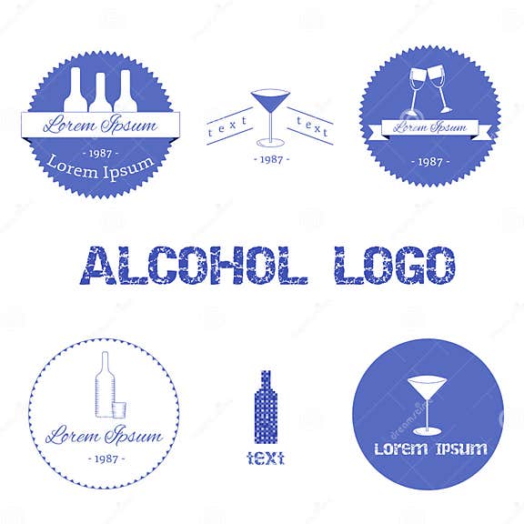 Set of alcohol logos stock vector. Illustration of emblem - 48670514
