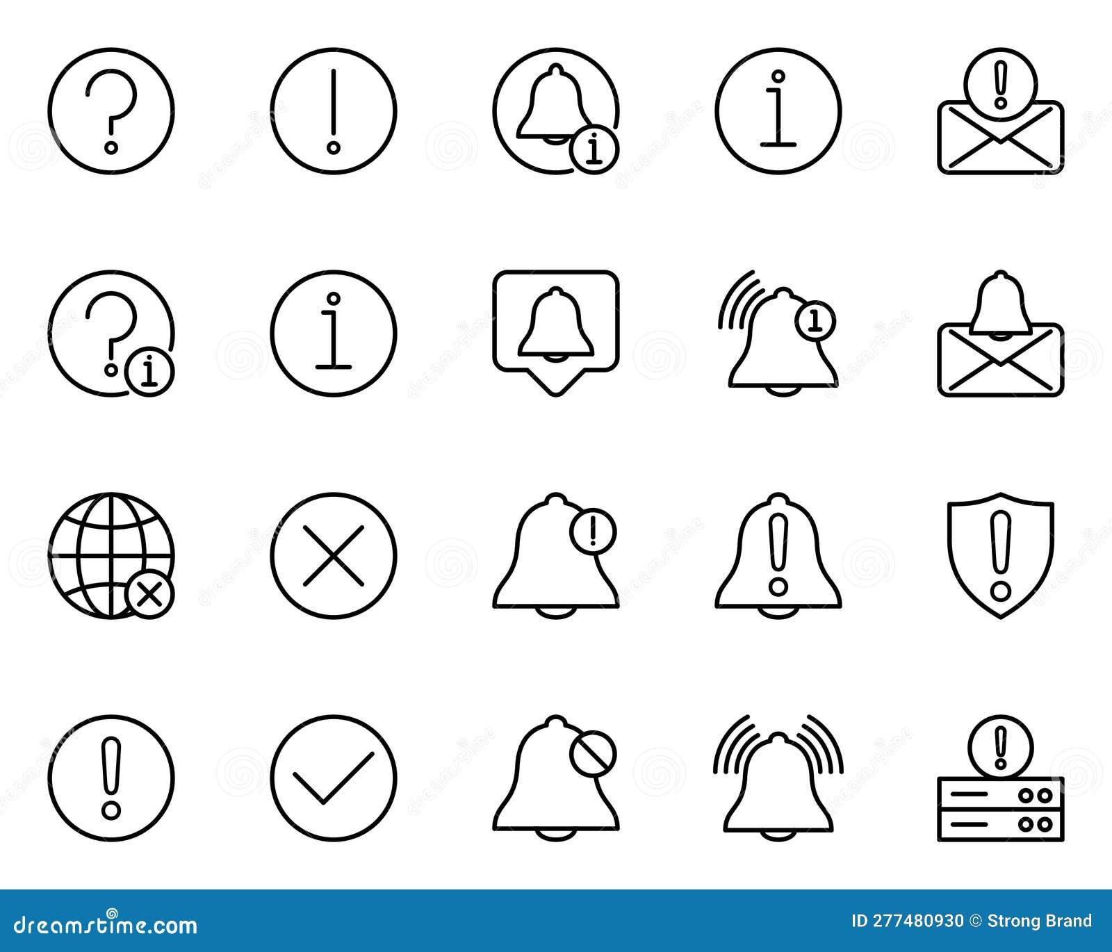 Set of 20 Alert and Notification Icons Vector. Alert, Notification ...