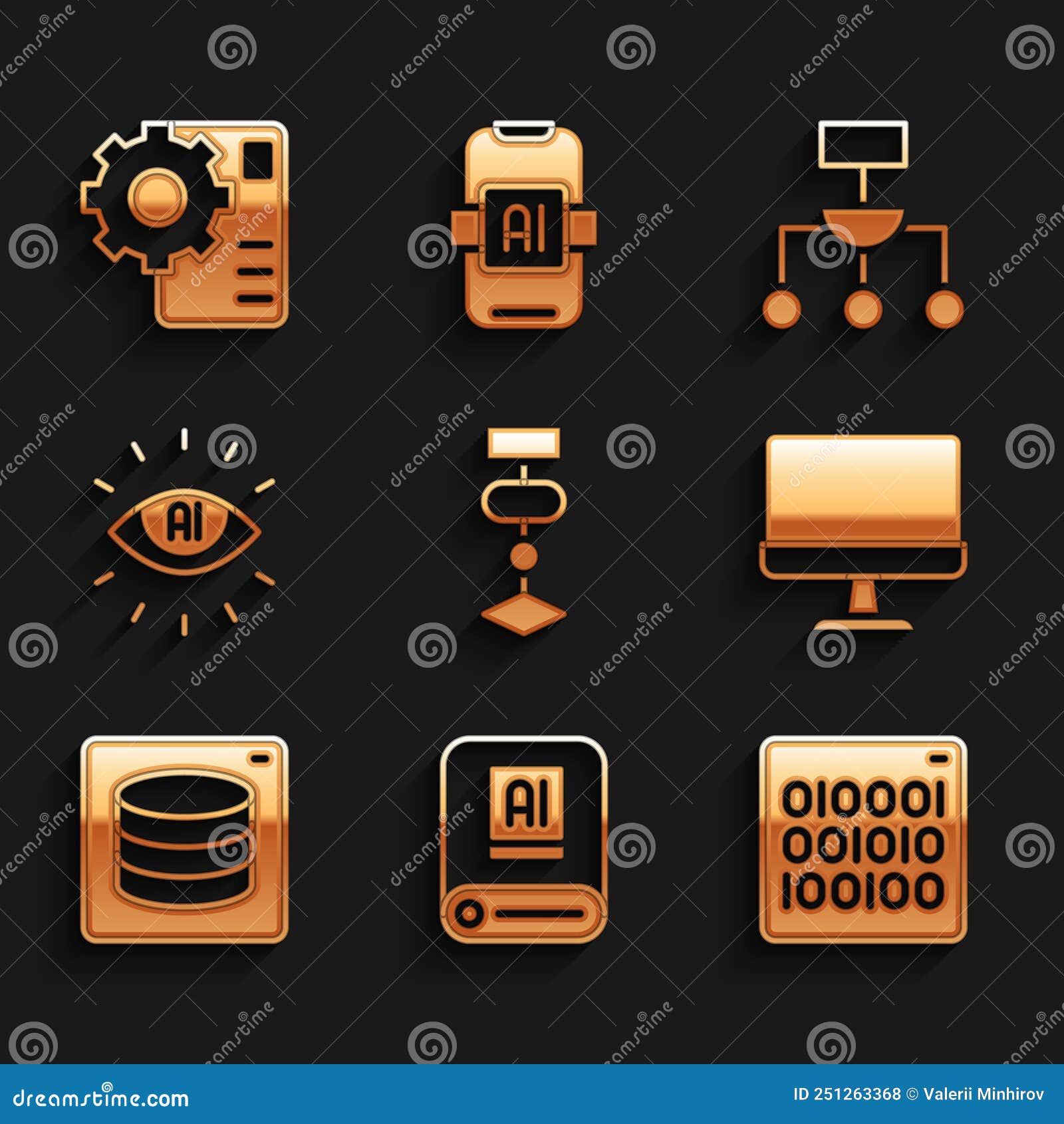 Set Algorithm Artificial Intelligence Ai Binary Code Computer Monitor Server Data And