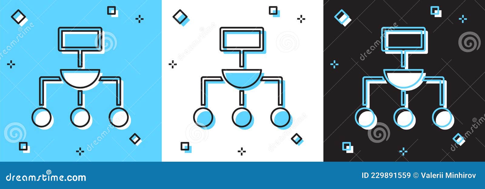 Set Algorithm Icon Isolated On Blue And White Black Background Algorithm Symbol Design From