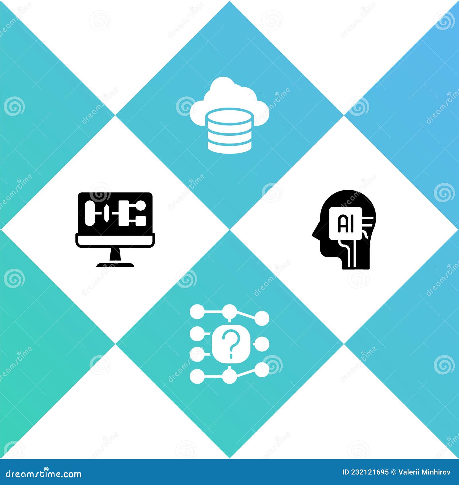 Set Algorithm, Neural Network, Cloud Database and Humanoid Robot Icon ... Set Algorithm, Neural Network, Cloud Database and Humanoid Robot Icon ...