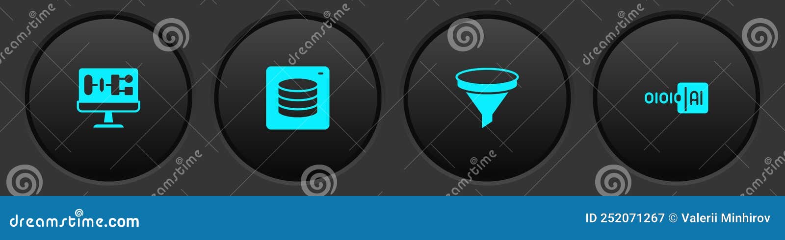 Set Algorithm, Server, Data, Funnel Filter and Binary Code Icon. Vector ... Set Algorithm, Server, Data, Funnel Filter and Binary Code Icon. Vector ...