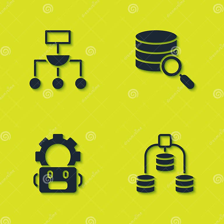 Set Algorithm, Server, Data, Robot Setting and Icon. Vector Stock Illustration - Illustration of ...