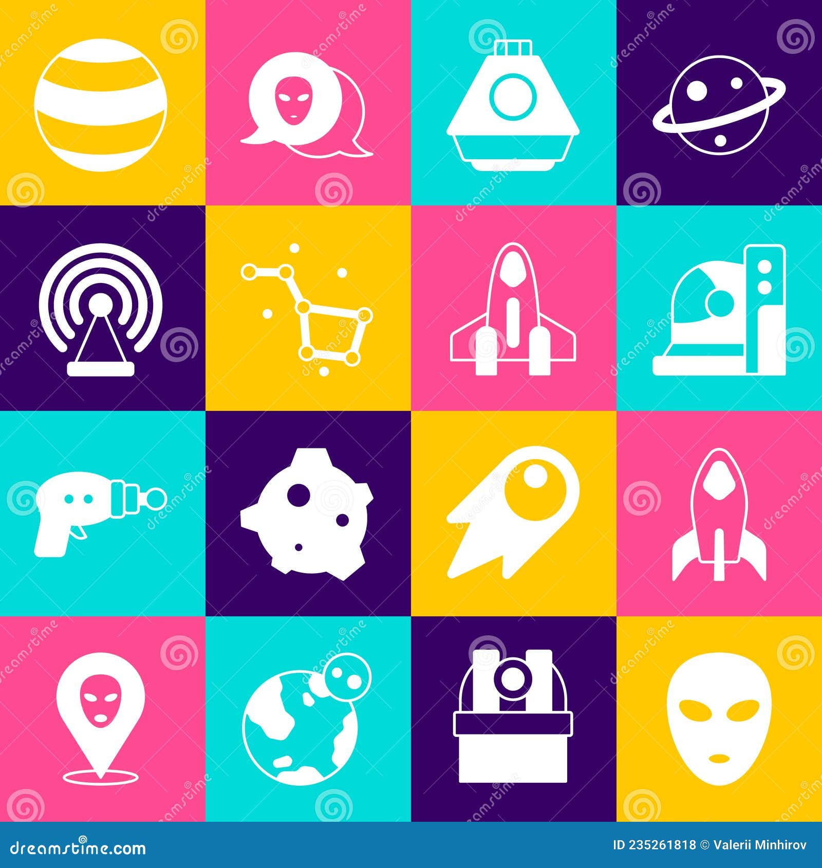 Set Alien, Rocket Ship, Astronaut Helmet, Space Capsule, Great Bear ...