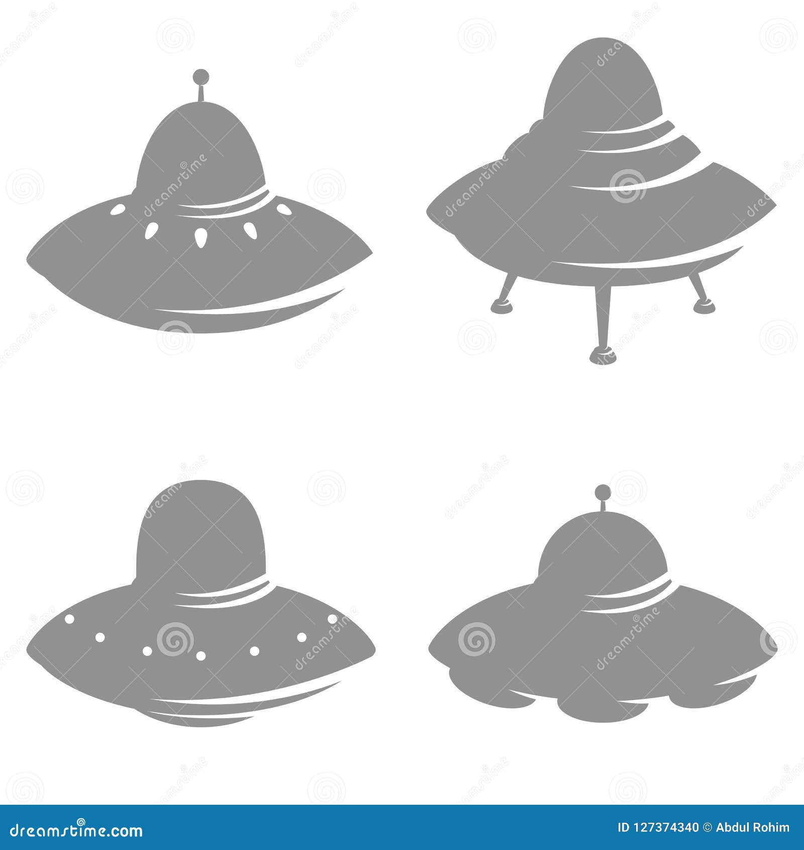 Set of Alien Spaceship Icons Stock Illustration - Illustration of ...