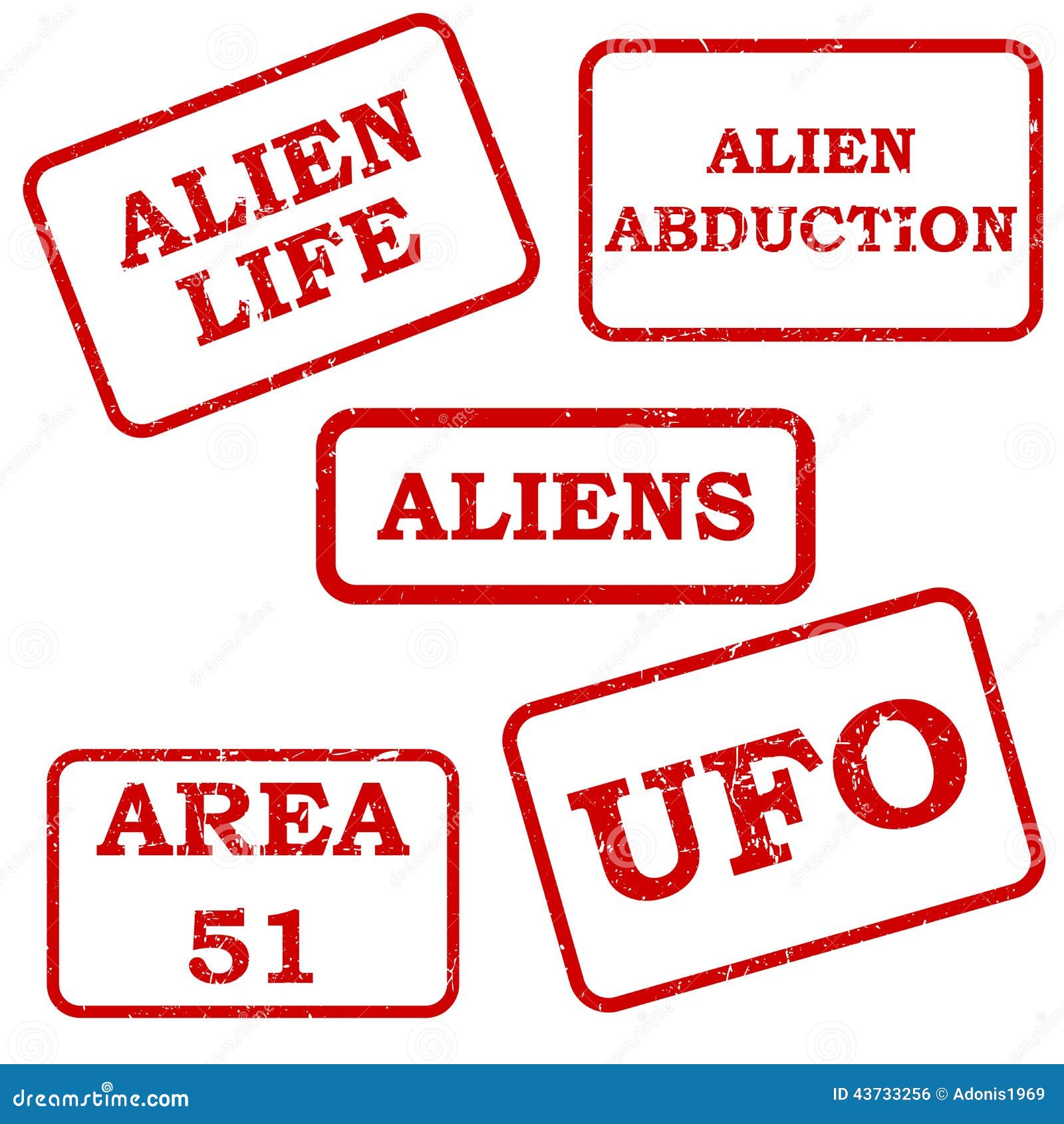 Set of alien stamps stock vector. Illustration of illustrated - 43733256