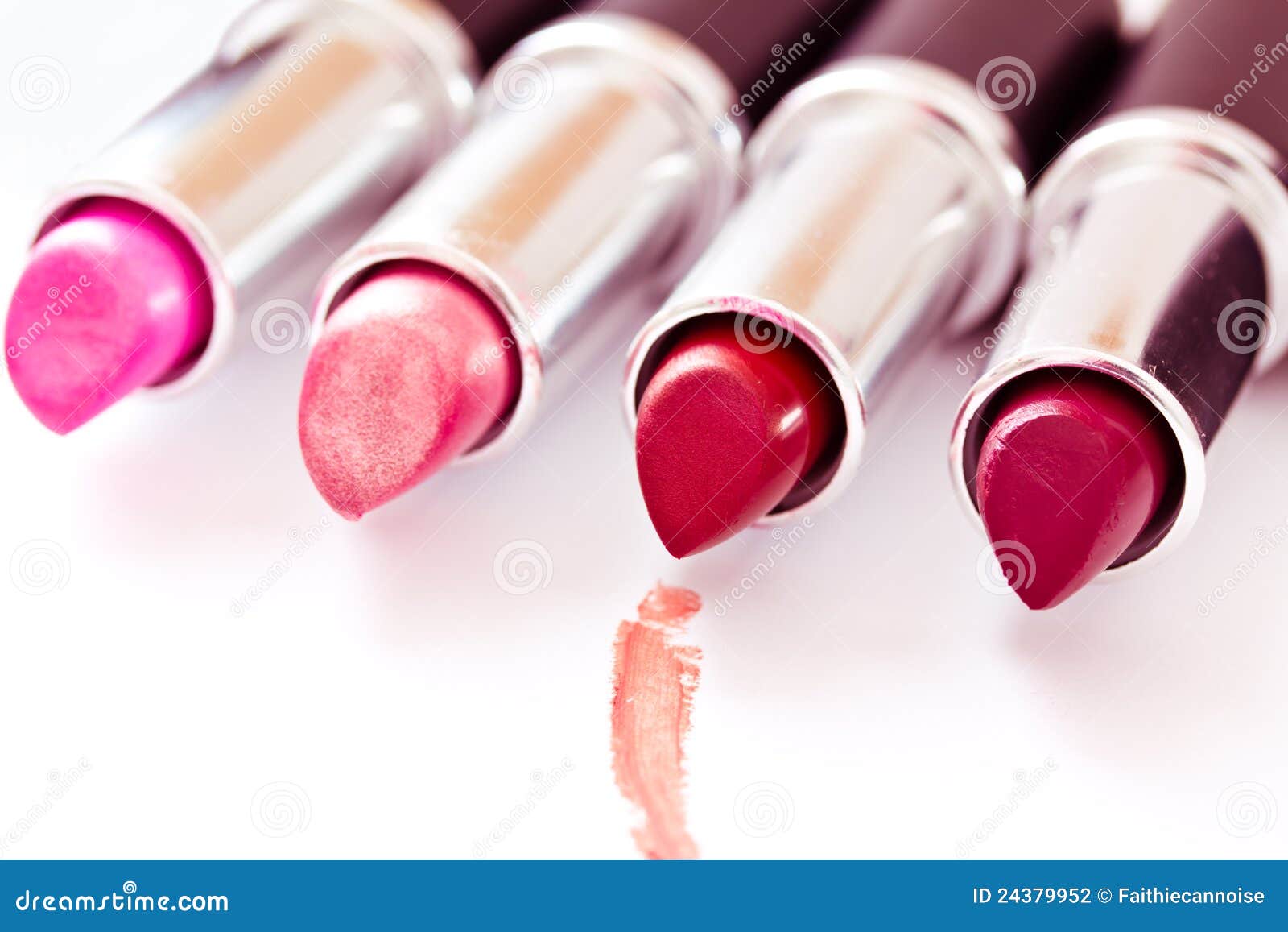 Set of Aligned Lipsticks with Red Stroke Stock Photo - Image of colors ...