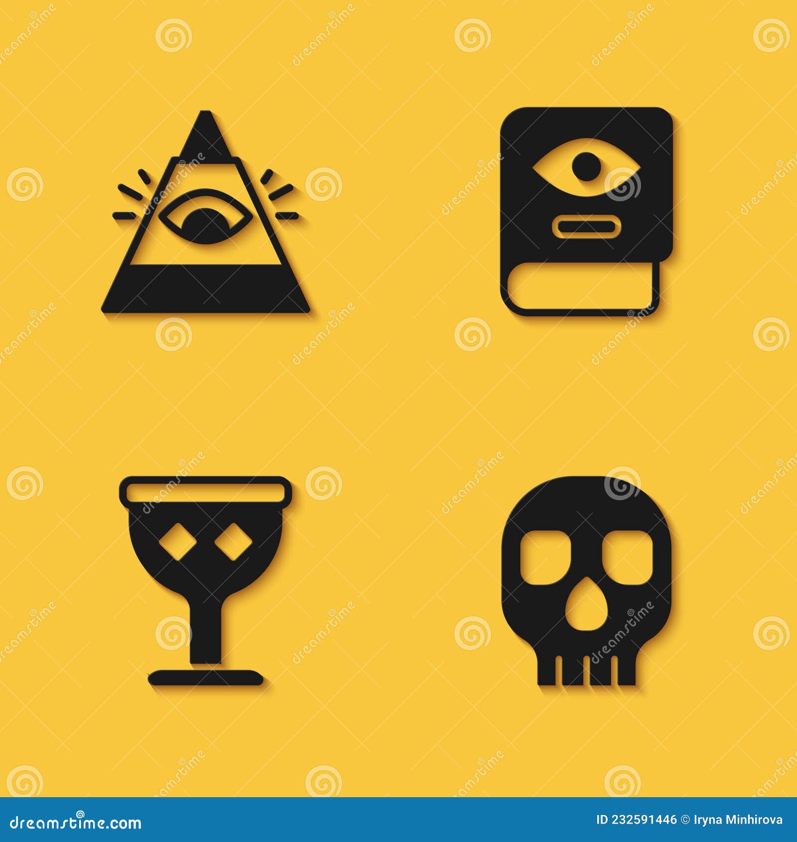 Set All-seeing Eye of God, Skull, Medieval Goblet and Ancient Magic ...