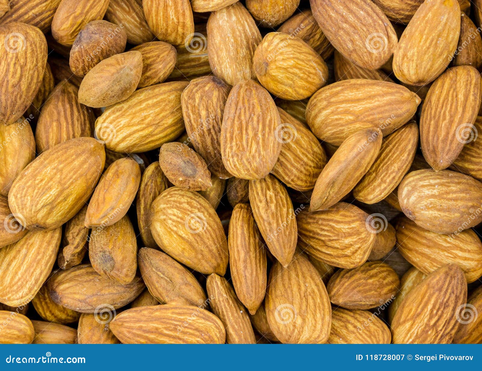 Set Almonds Roasted without Shell Pattern Natural Whole Grains of ...