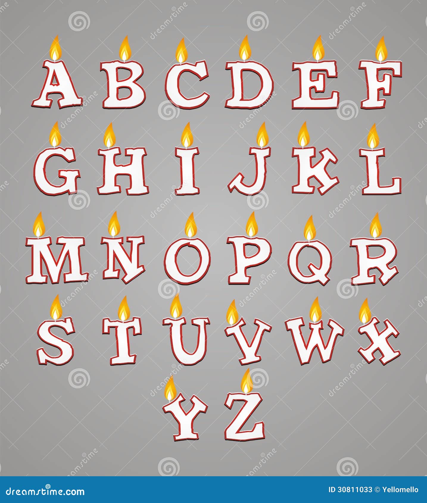 Set of Alphabet Candle with Red Colour Stock Illustration ...