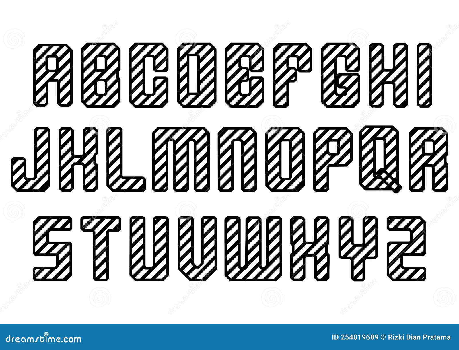 Set of Alphabet Letters in Bold Outline Style Stock Vector ...