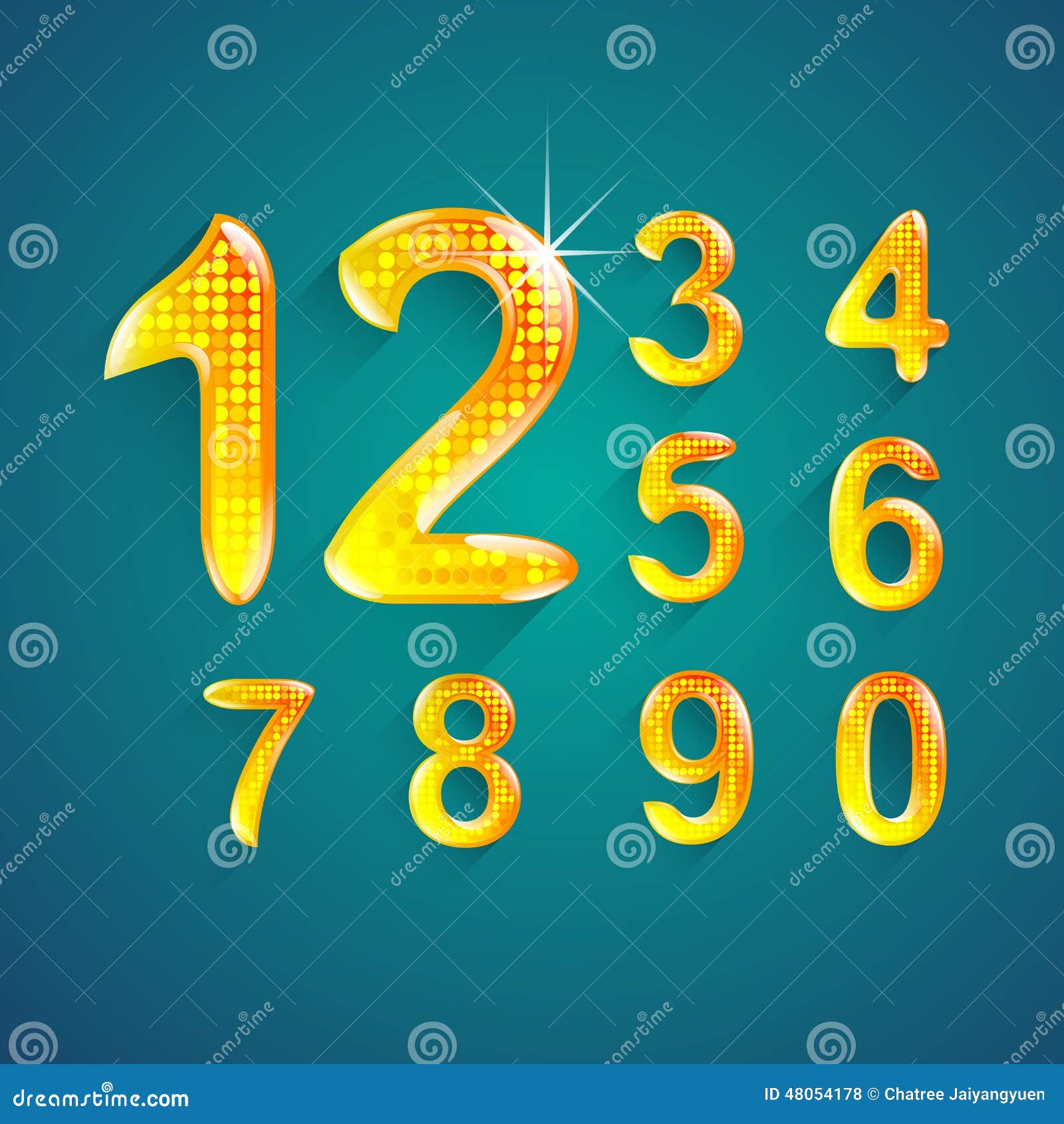 Set of Alphabet Numbers Crystal Colors Style 0 To 9 Stock Vector ...