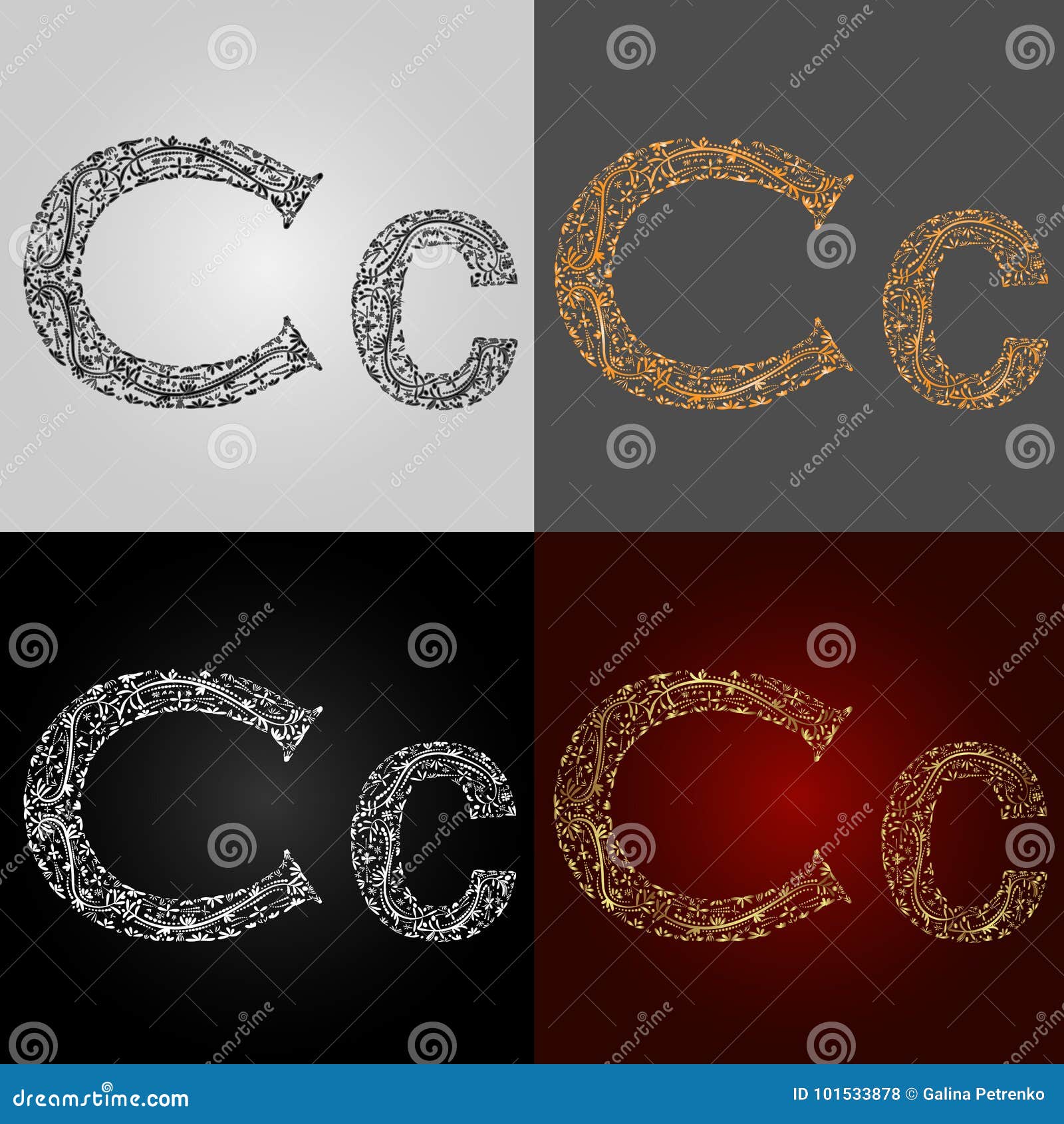Set of Alphabet Visual Styles. the Letter C. Lettering Stock ...