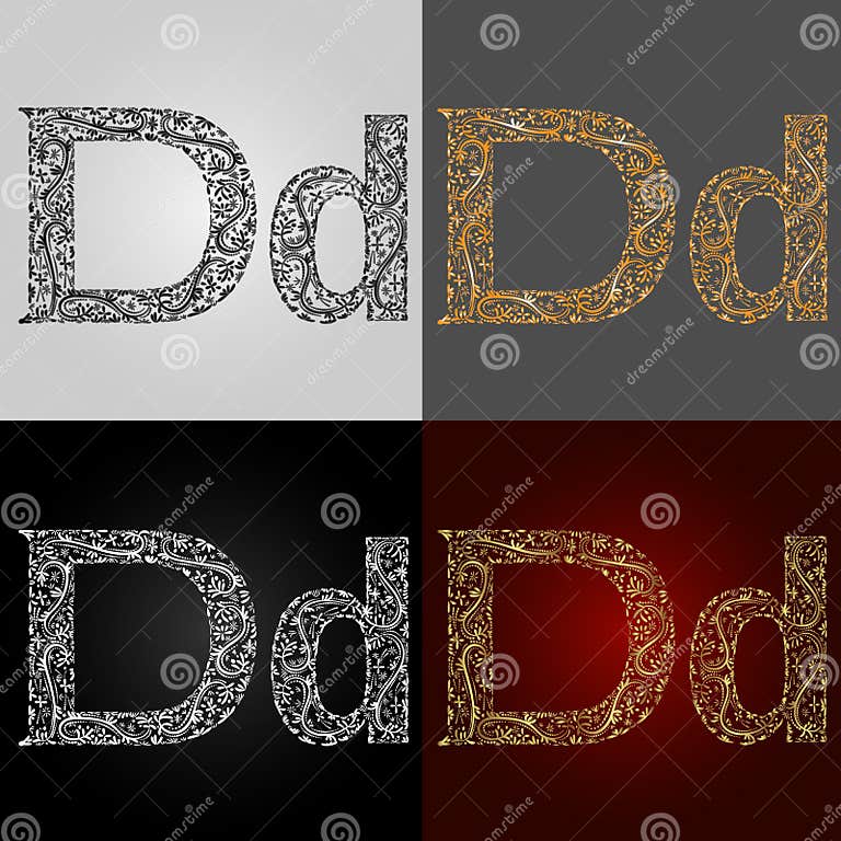 Set of Alphabet Visual Styles. the Letter D. Lettering Stock ...
