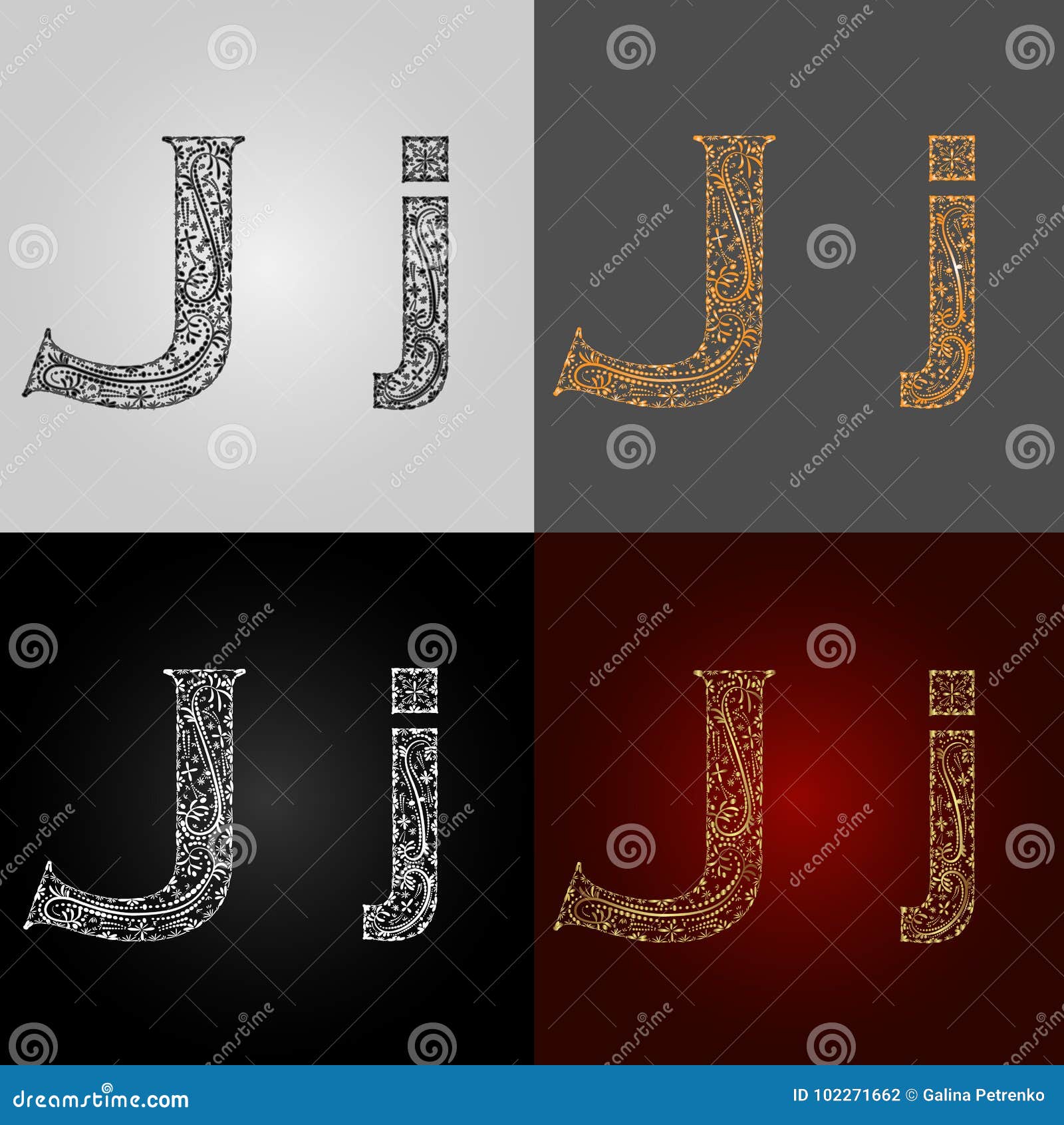 Set of Alphabet Visual Styles. the Letter `J`. Lettering Stock ...