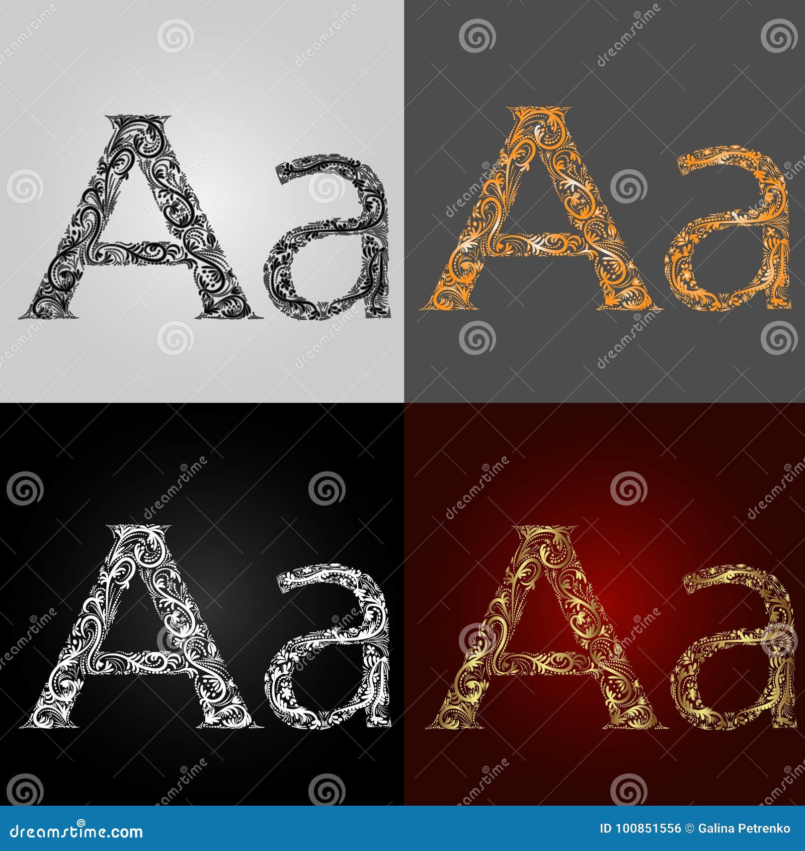 Set of Alphabet Visual Styles. the Letter a Stock Illustration ...