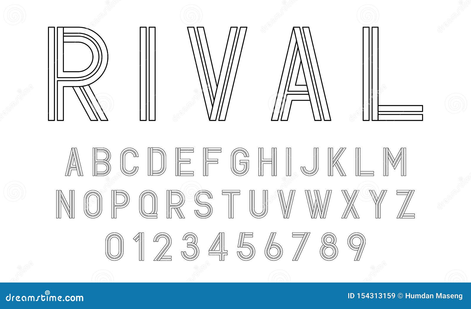 Set of Alphabets Fonts Modern Abstract Design with Lines Stock Vector ...