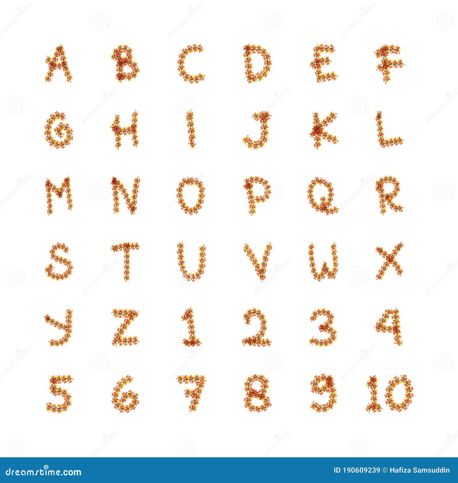 Set of Alphabets and Numbers. Vector Illustration Decorative Design ...