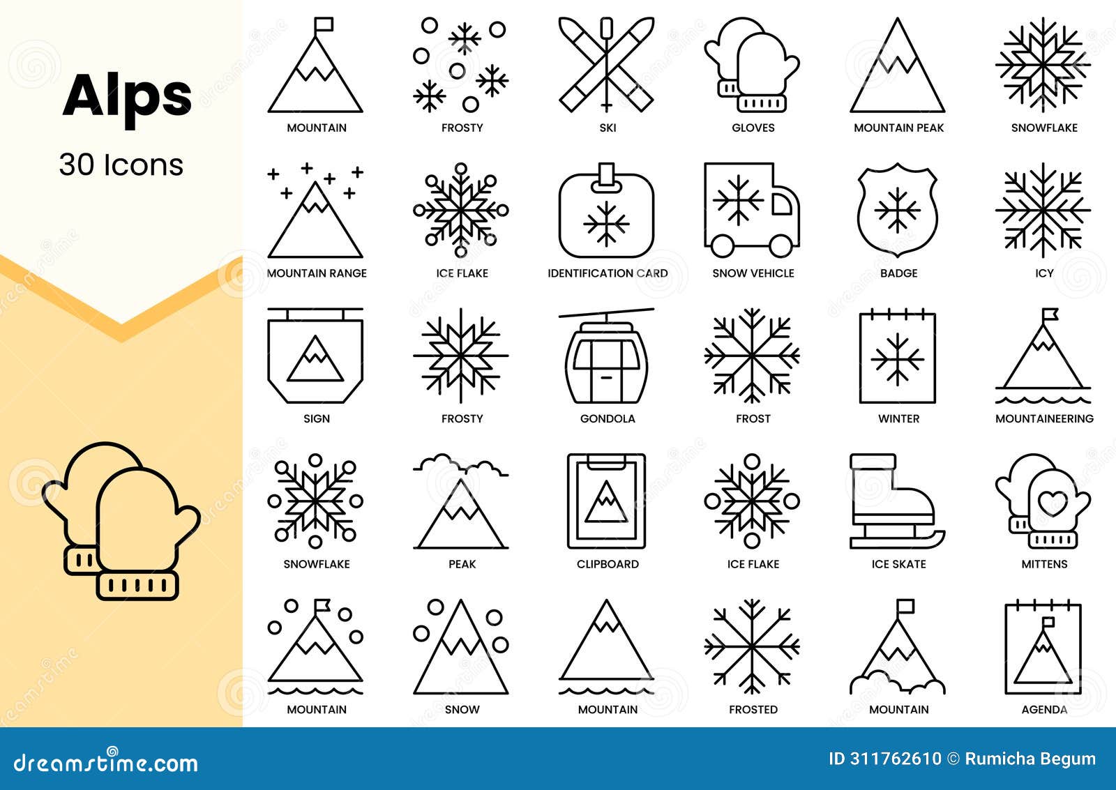 Set of Alps Icons. Simple Line Art Style Icons Pack Stock Vector ...