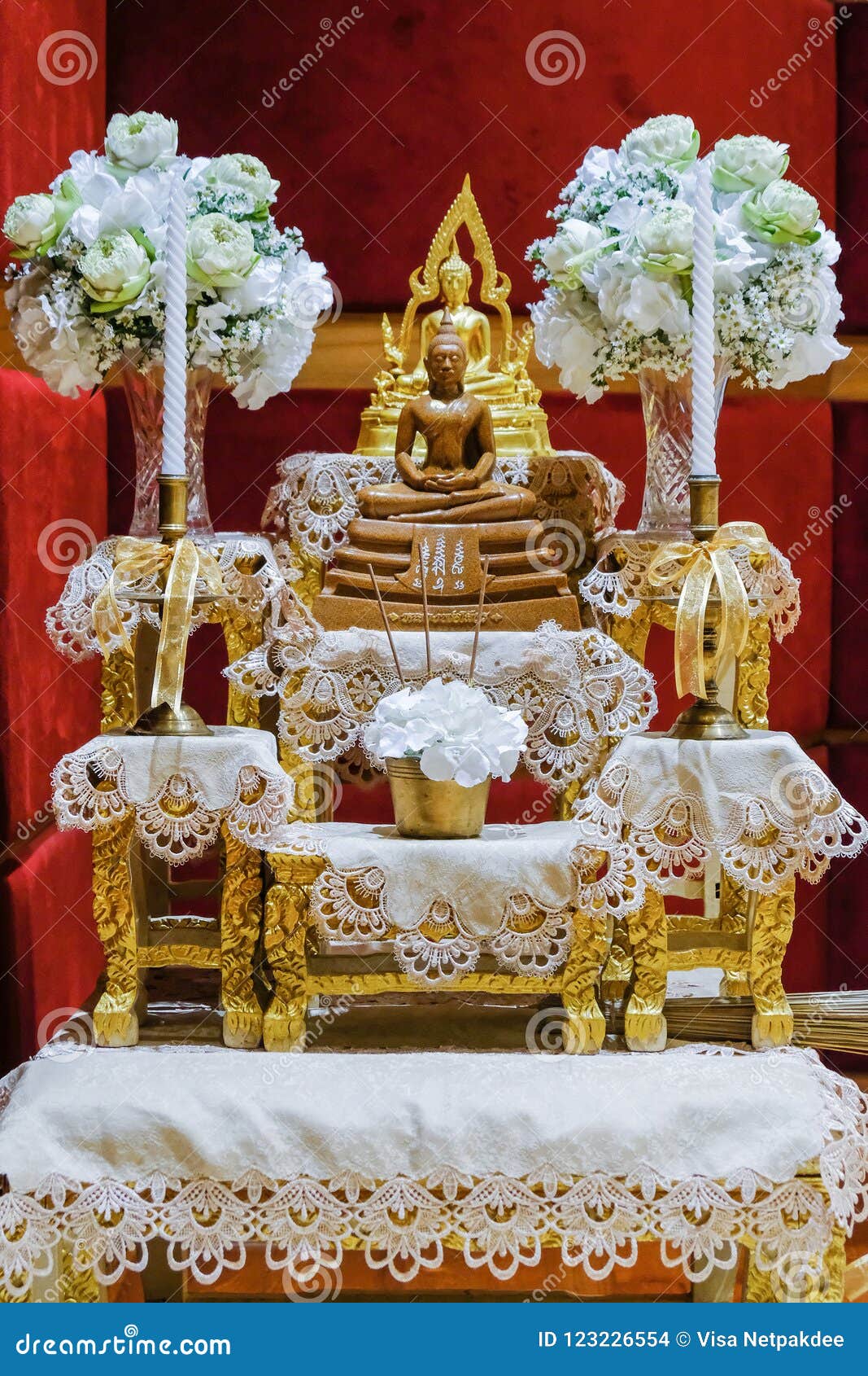 Set of Altar Table is Faith Stock Photo - Image of background, thailand ...